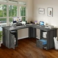 Dextrus 59 inch L-Shaped Desk with Power Outlet & USB Ports, Office ...