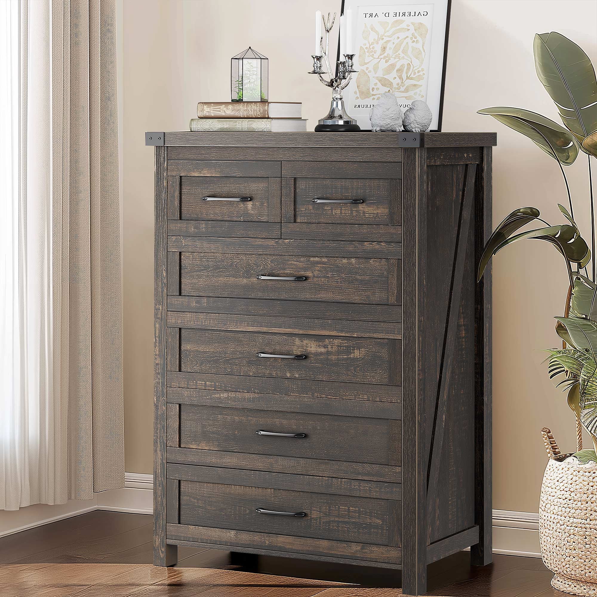 Dextrus 6 Drawer Vertical Dresser, Wood Chest of Drawers Storage ...