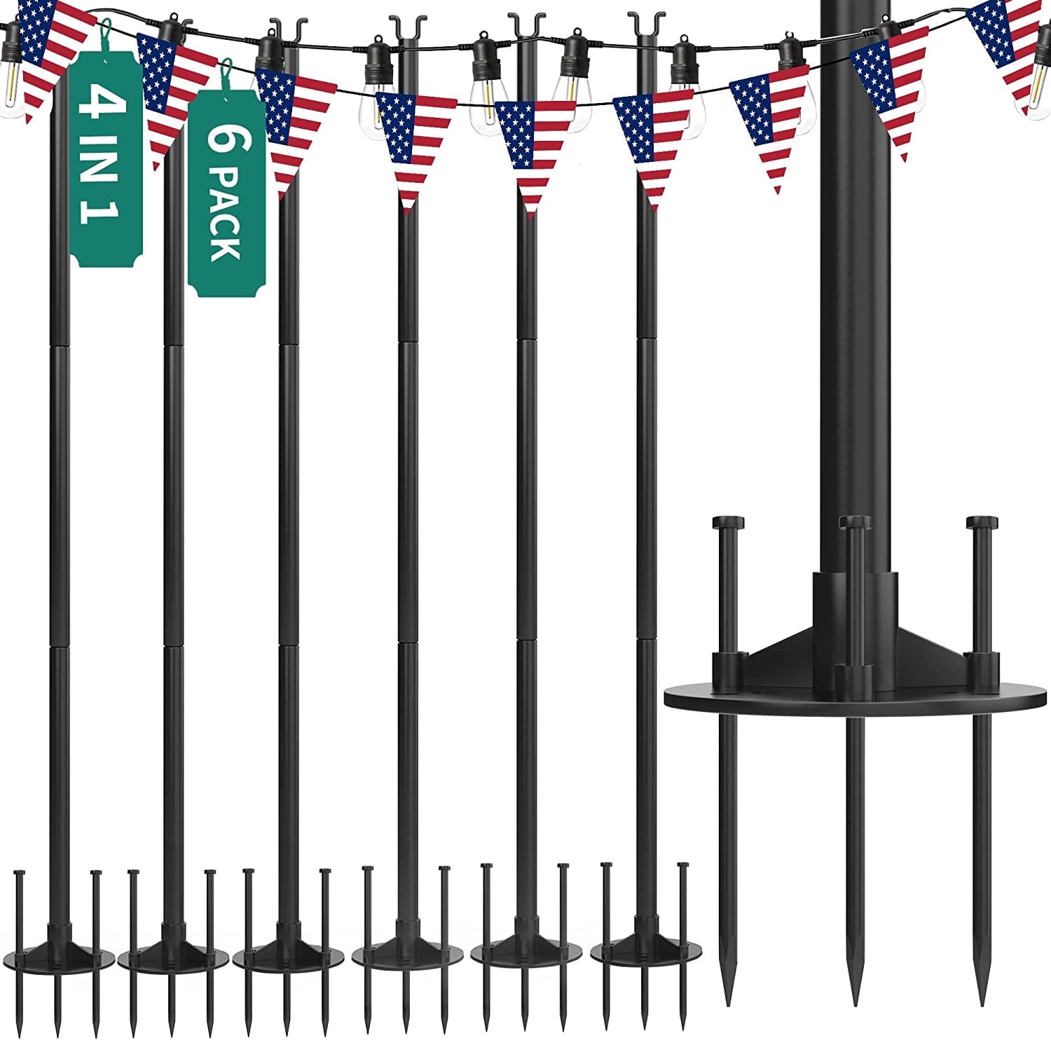 Dextrus 11ft 4-in-1 Outdoor String Light Pole Stand for Patio, Garden ...