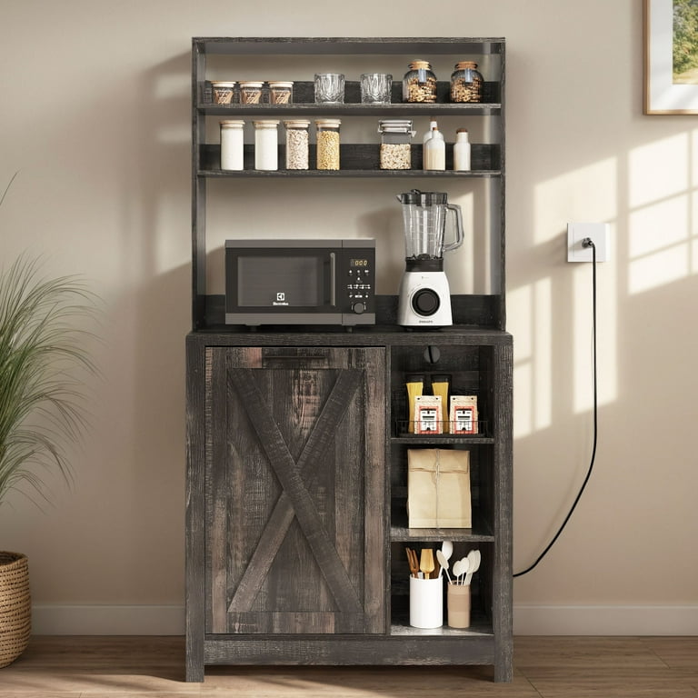 Bakers rack with microwave storage store