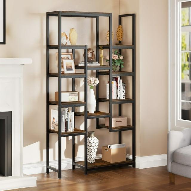 Dextrus 6 Tier Bookshelf, Tall Modern Free Standing Bookcase with 12 ...