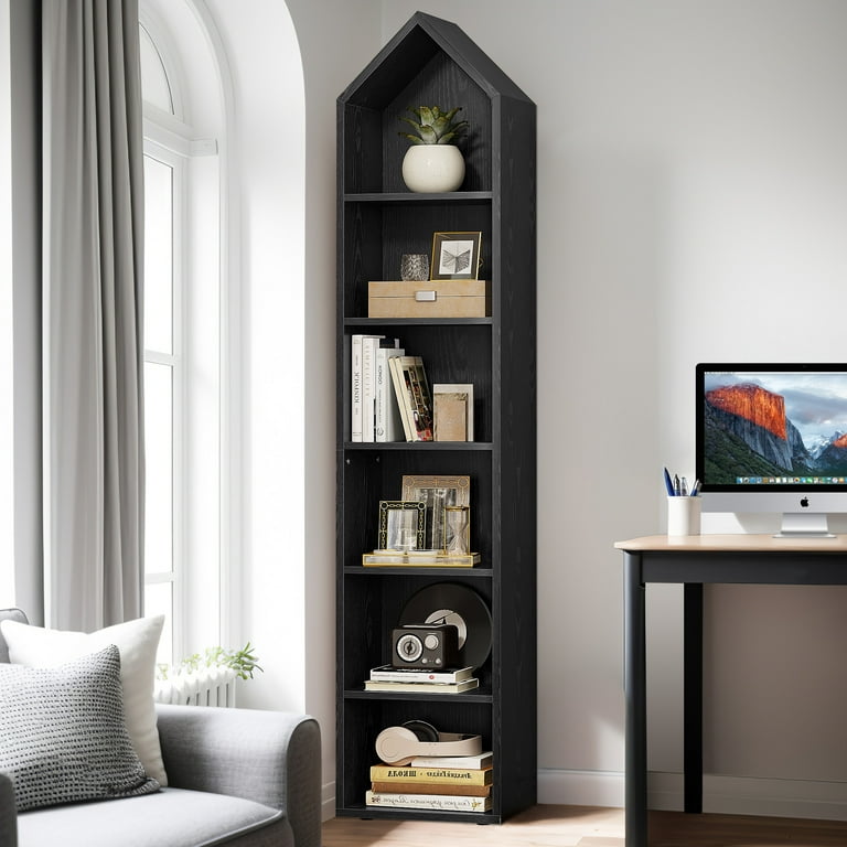 Dextrus 6 Tier Open Shelf 6 Cube Storage Organizer Standard Wood Bookcase Bookshelf Wall Shelf 72.8 Tall Narrow Bookcase Display Stand Home Office