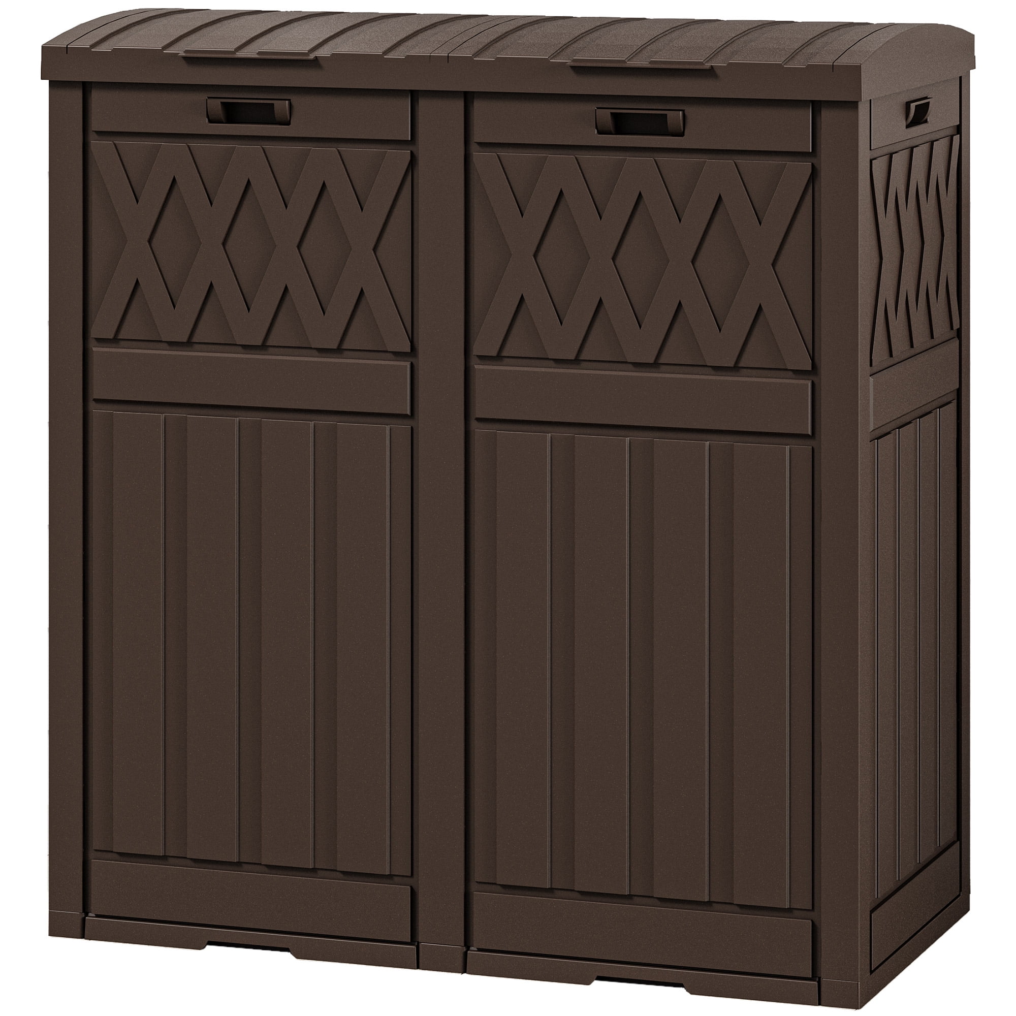 Dextrus 62-Gallon Outdoor Resin Trash Bins,Garbage Dual Can with Tiered ...