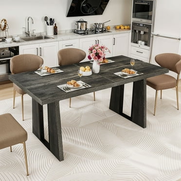 "Dextrus 47"" Wooden Round Dinner Table, Simple Real Oak Farmhouse ...