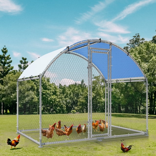 Dextrus 65 Sq.Ft Metal Chicken Coop, Walk-in Poultry Cage Chicken Run ...