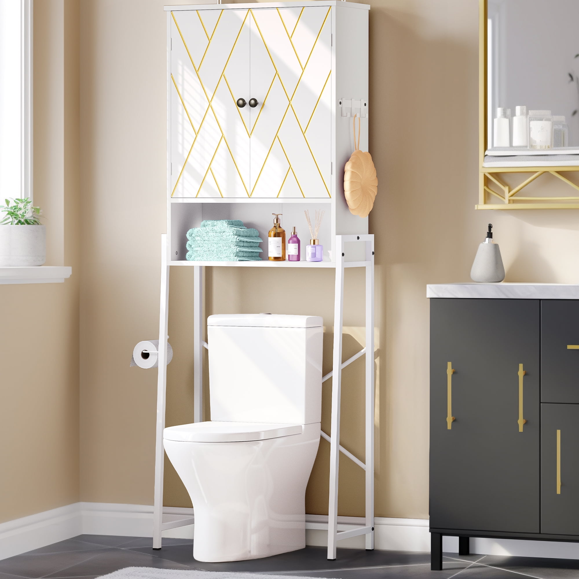 DEXTRUS 67" Over the Toilet Storage Cabinet, Freestanding Bathroom ...