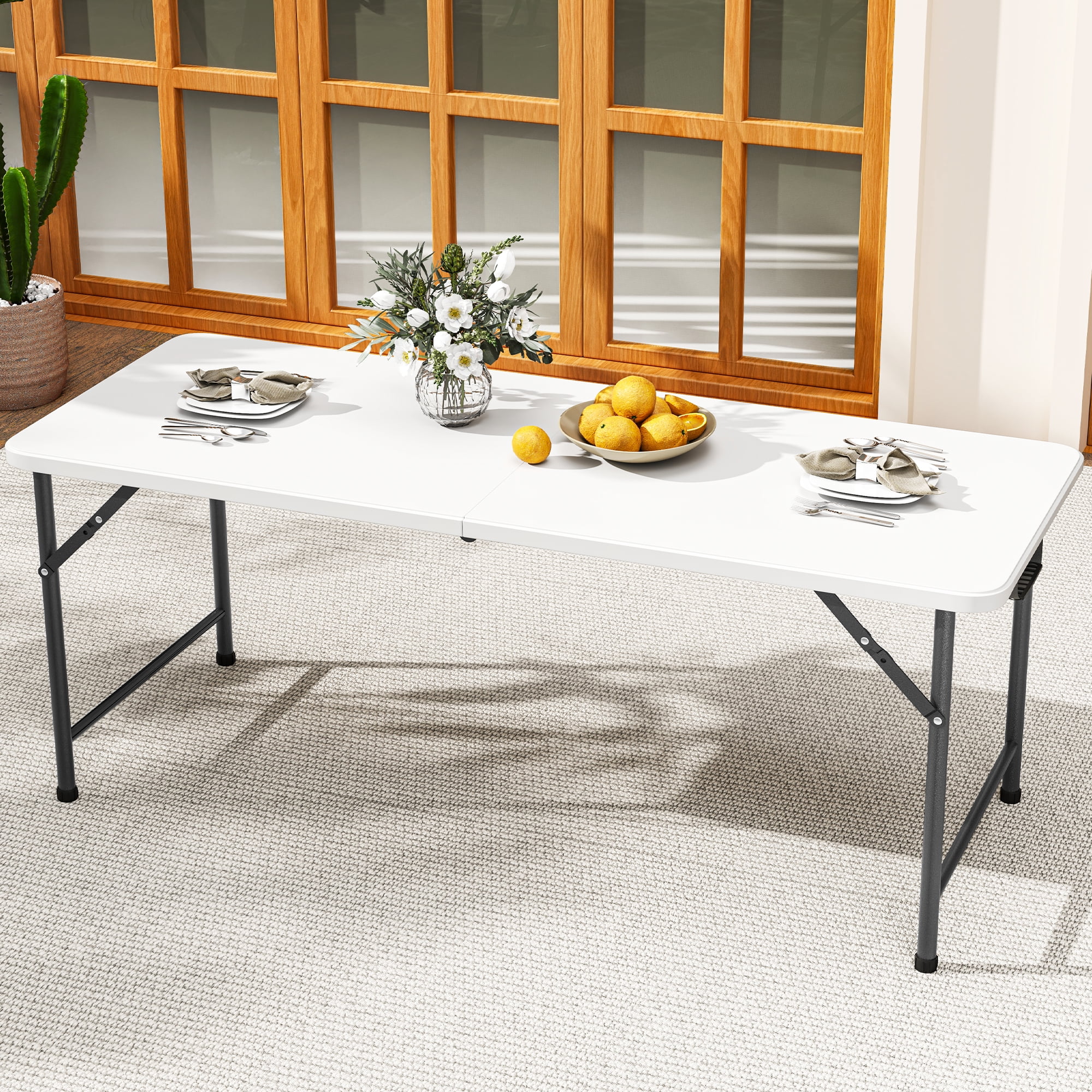 Dextrus 6FT White Foldable Table, Outdoor Table with Durable HDPP ...