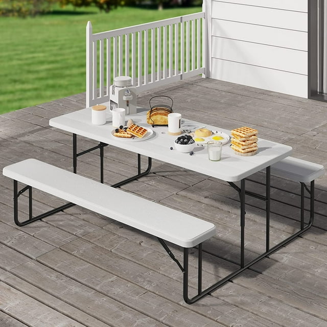 Dextrus 6ft Heavy Duty Folding Picnic Table, Resin Tabletop & Steel ...