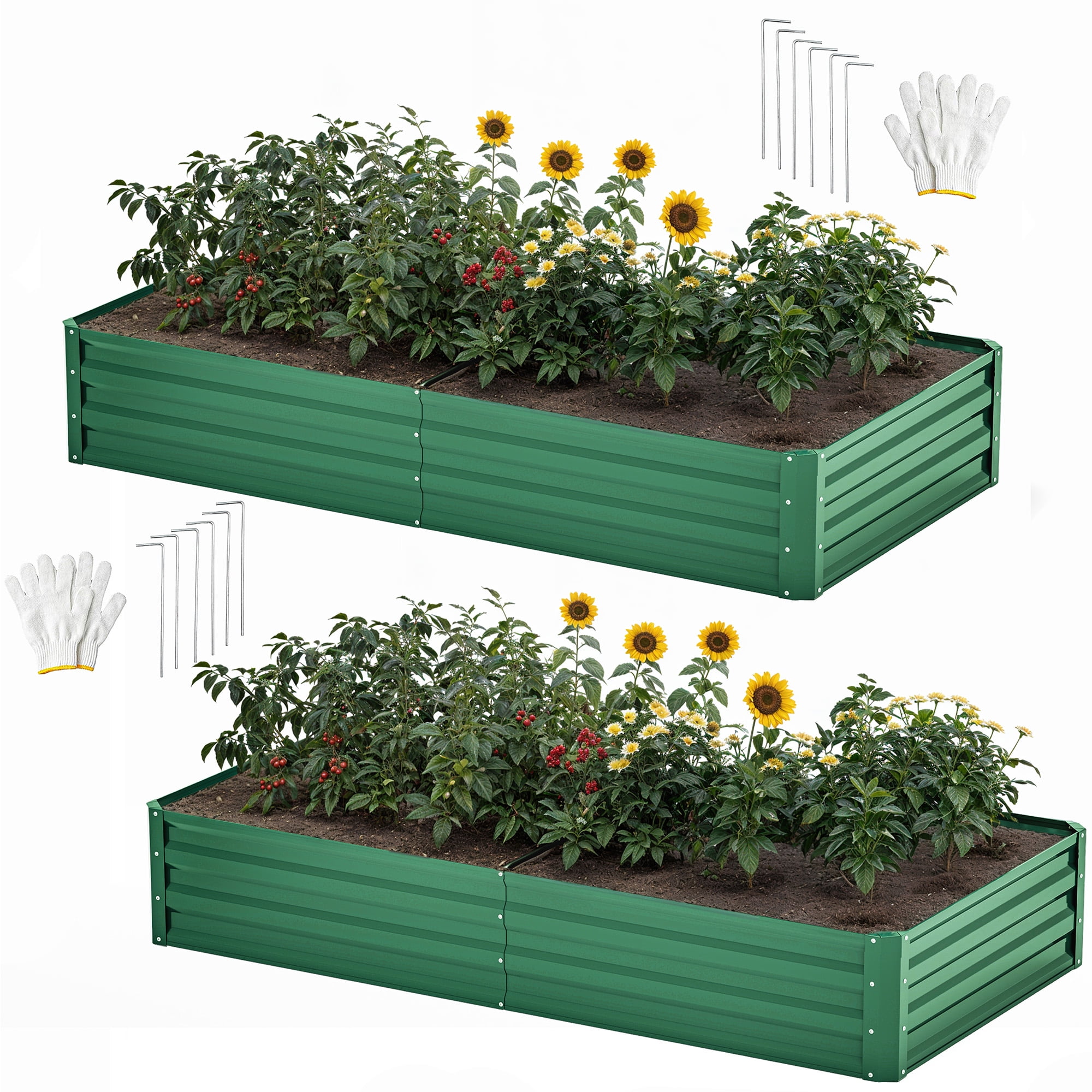 Dextrus 6x3x1Ft Raised Garden Bed Kit, Galvanized Metal Planters w ...
