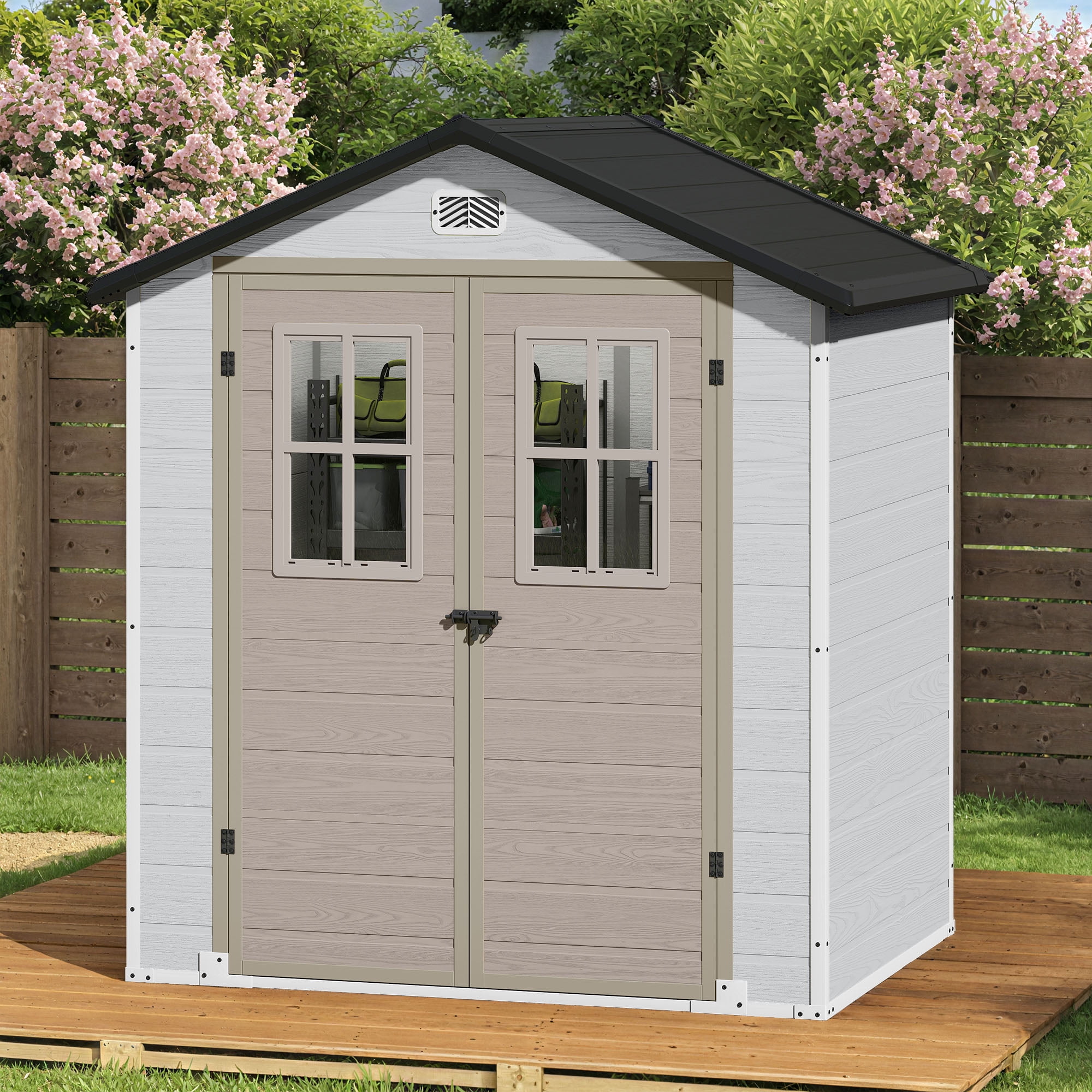 Dextrus 6x4.4 ft Outdoor Storage Shed, Double-Wall Lockable Garden Shed ...