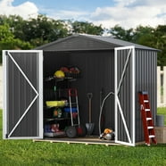 Dextrus 8x4ft Steel Outdoor Storage Shed, Heavy Duty, 3 Lockable Doors ...