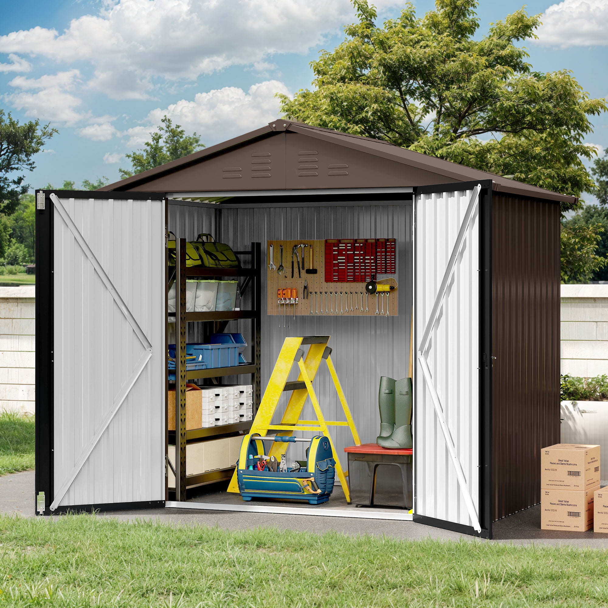 Dextrus 6x4ft Metal Outdoor Storage Shed, Waterproof Heavy-Duty Tool ...