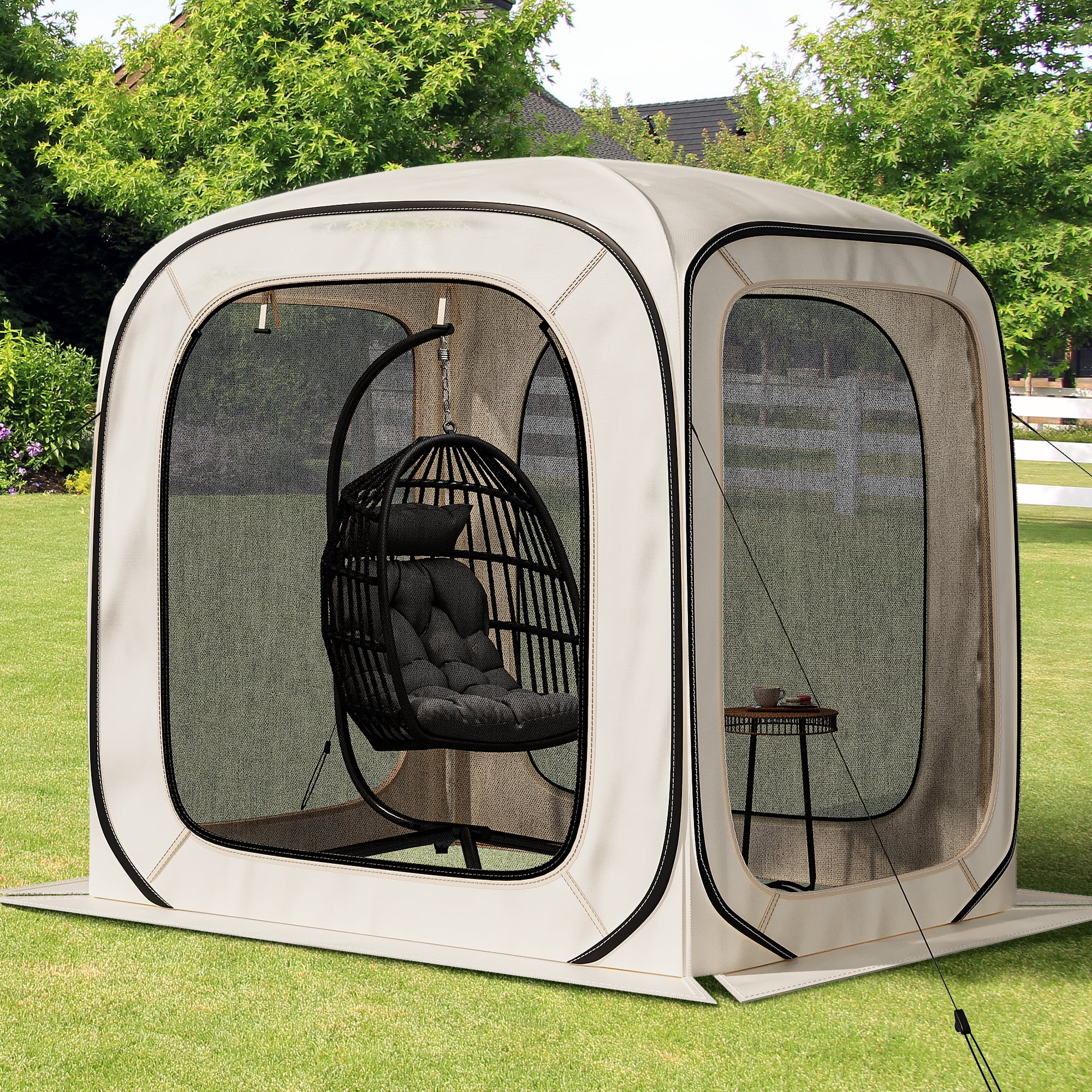 Dextrus 6x6ft Outdoor Pop Up Camping Tent with 4 Mesh Zipper Doors ...