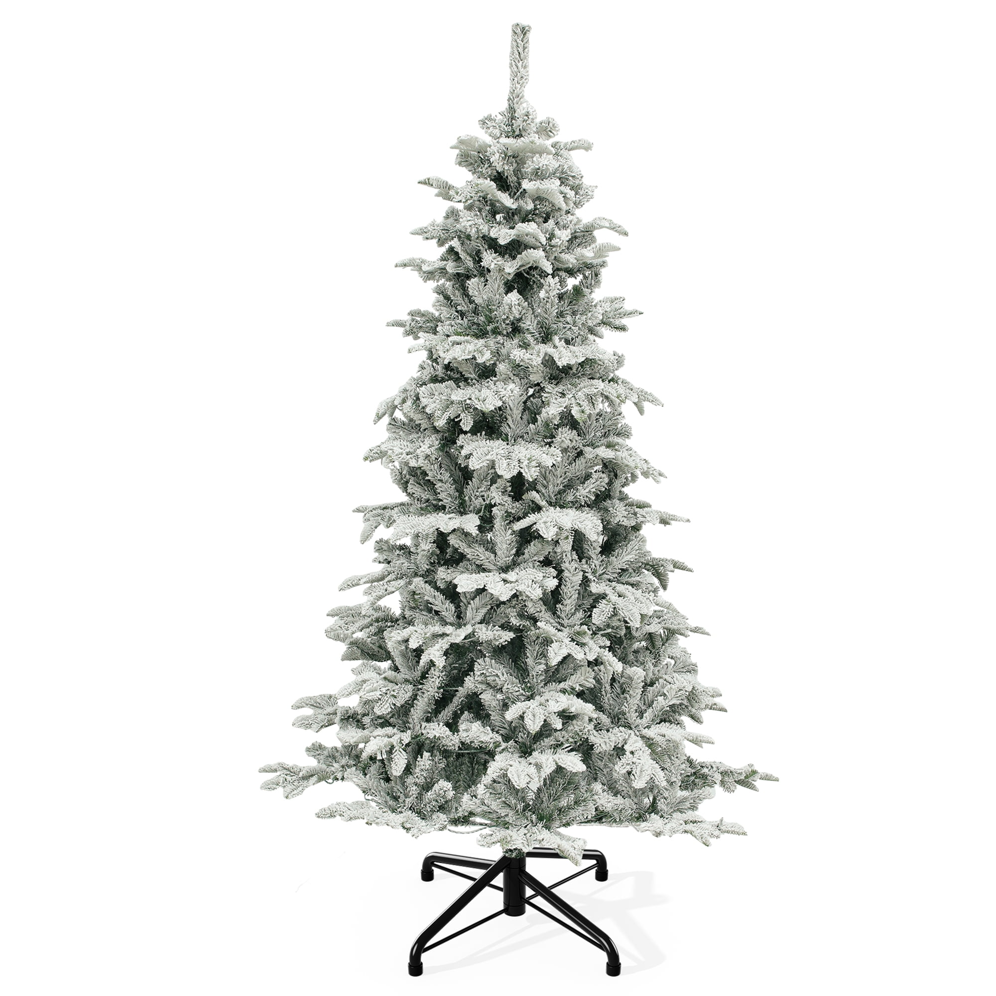 Dextrus 7.5FT Pre-Lit Flocked Artificial Christmas Tree,Snow Flocked ...