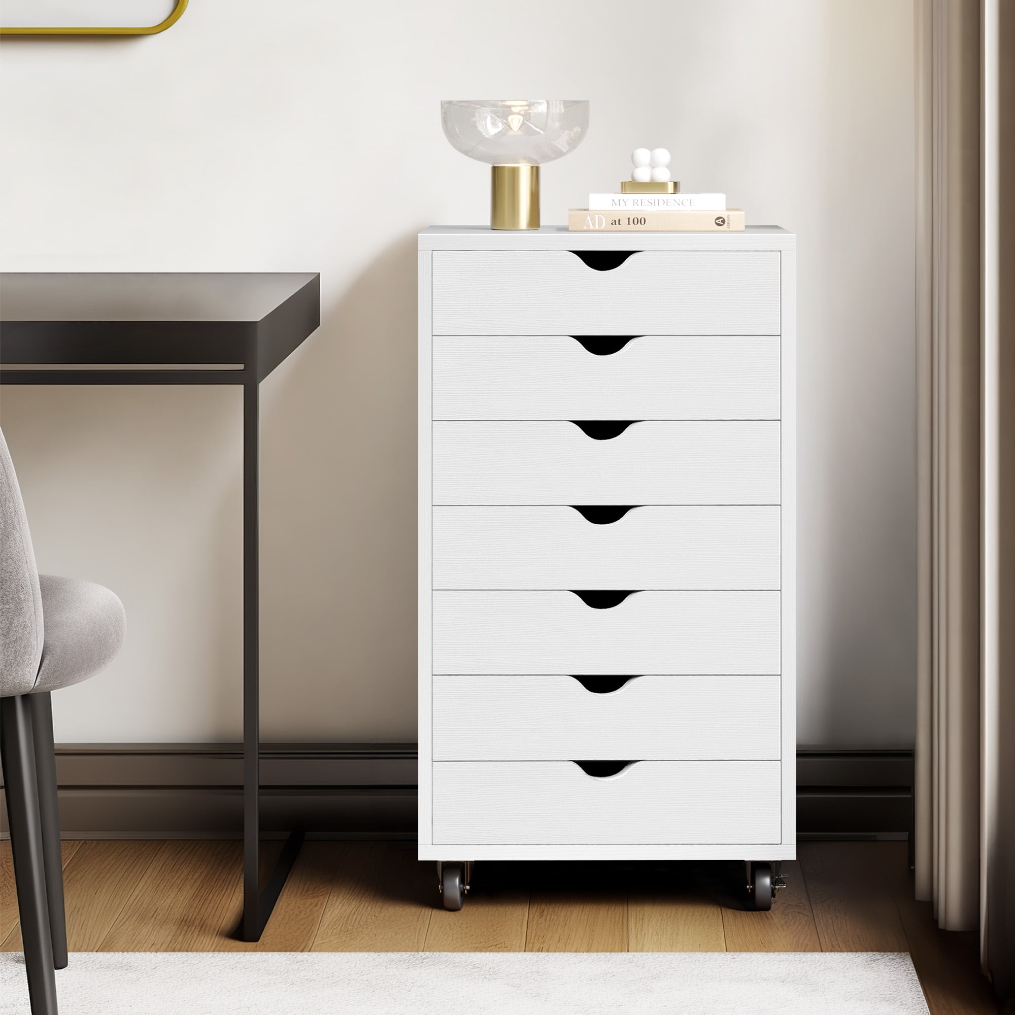 Dextrus 7-Drawer File Cabinets Office Wooden File Cabinet Chest Mobile ...