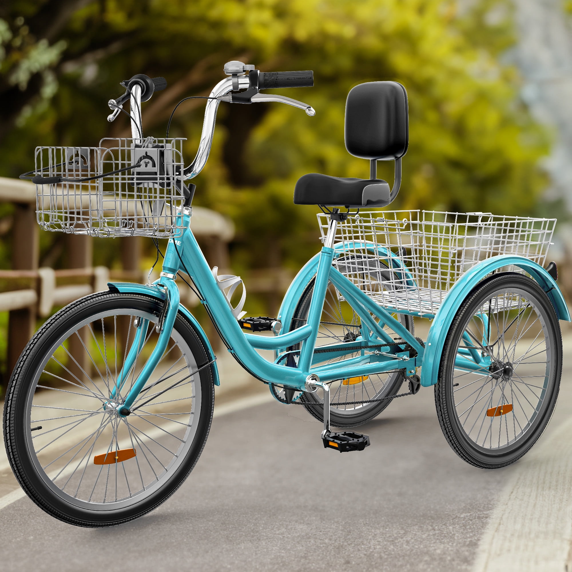 Dextrus 7-Speed Adult Tricycle, 24" 3-Wheel Cruiser Bike for Men and ...