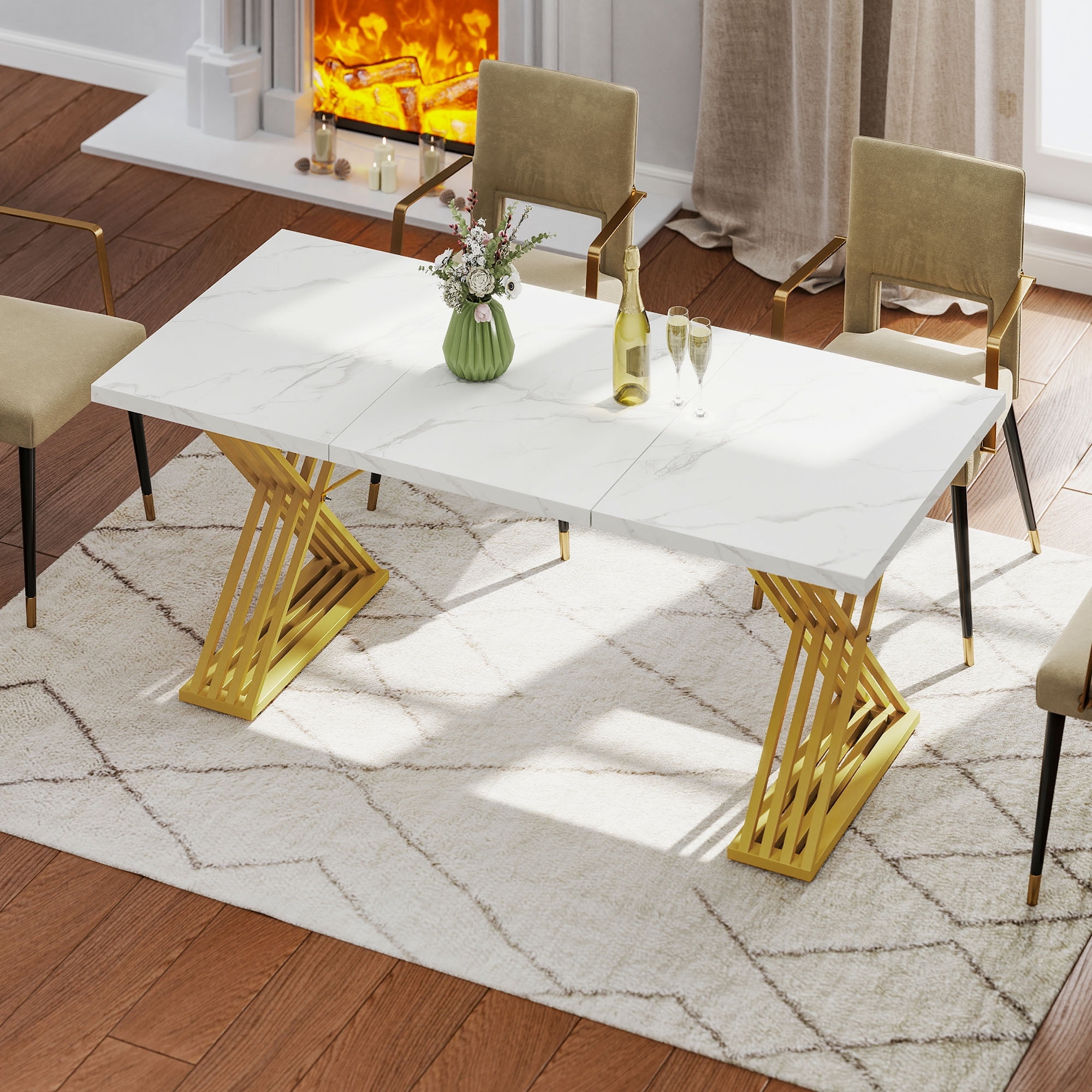 Dextrus 70.9" Dining Table for 6-8 People, Modren Large Kitchen Table ...