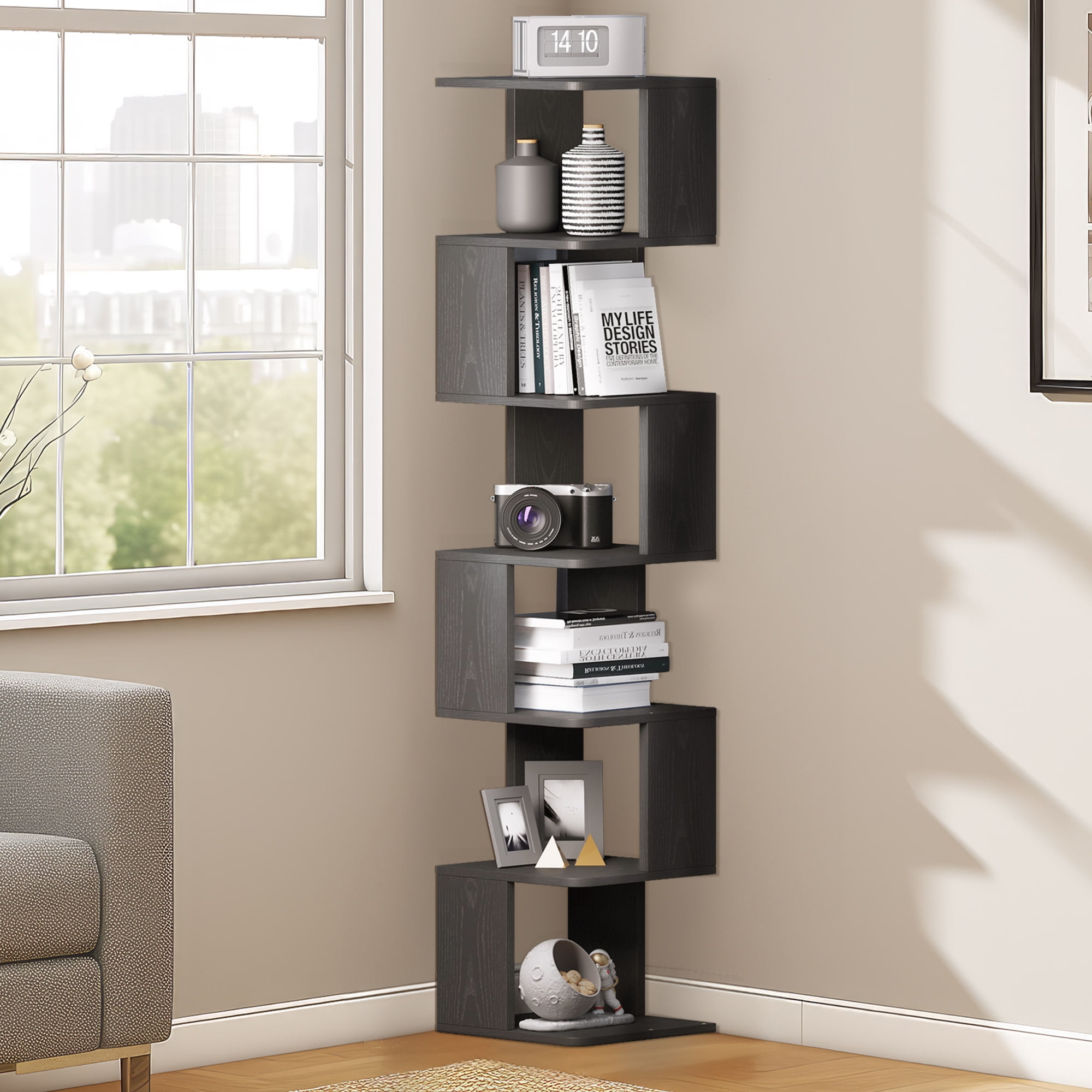 Dextrus 70.9 Inch 7 Tier Narrow Bookshelf, Modern Tall Bookcase, Cube ...