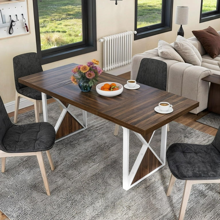 Dextrus 70 inch Dining Table for 6 8 People Large Rectangular Wood Kitchen Table Farmhouse Dinner Table with Metal Legs for Dining Room Kitchen