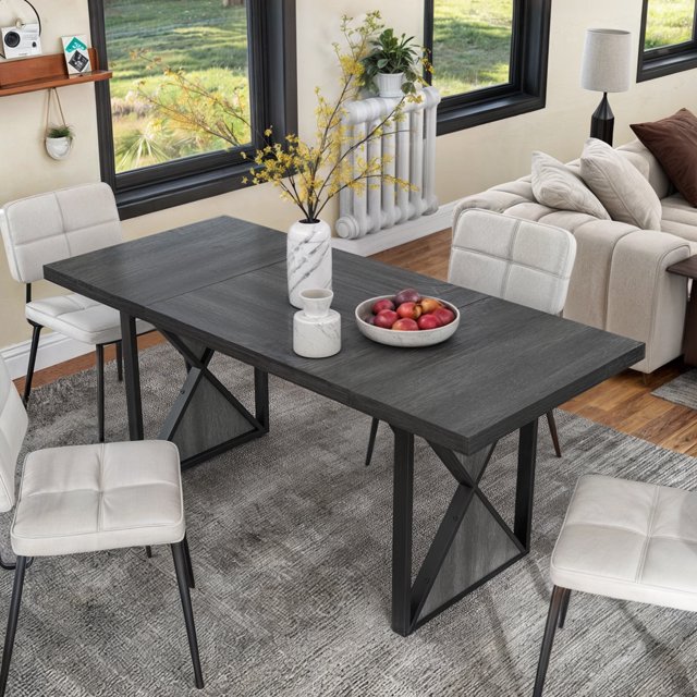 Dextrus 70" Dining Table for 6-8 People, Large Rectangular Wood Kitchen ...