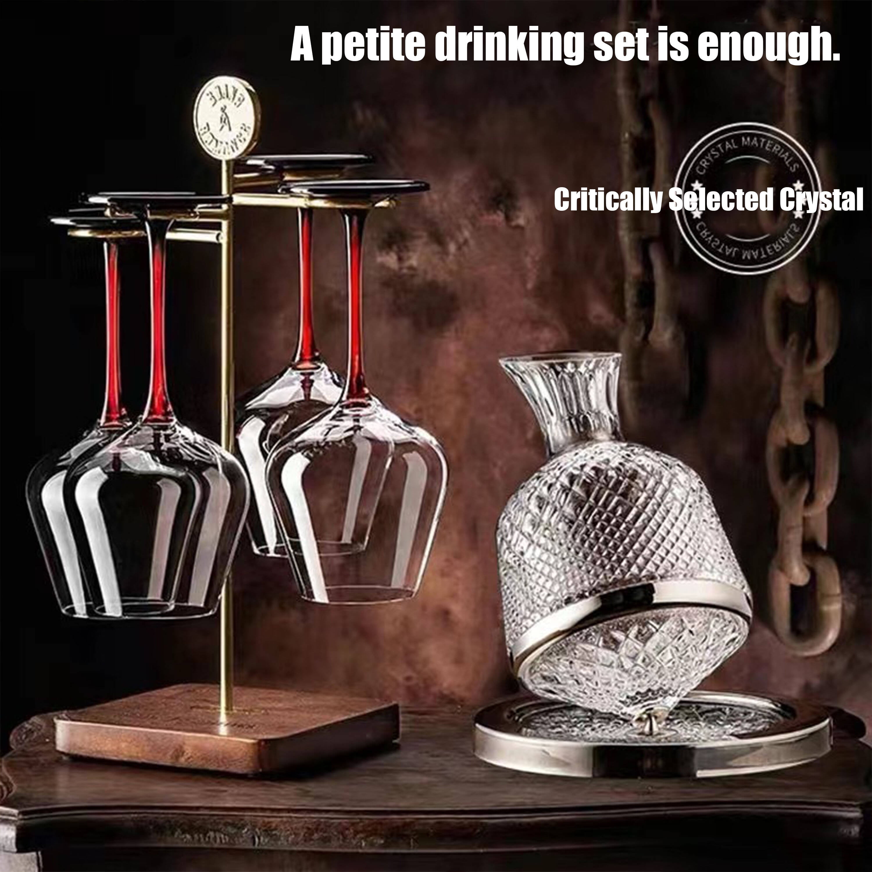 Dextrus 700ml Lead-Free Crystal Wine Glasses & 1500ml Wine Dispenser ...