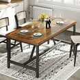 Free Shipping! Dextrus 71" Large Farmhouse Dining Table with Trestle ...