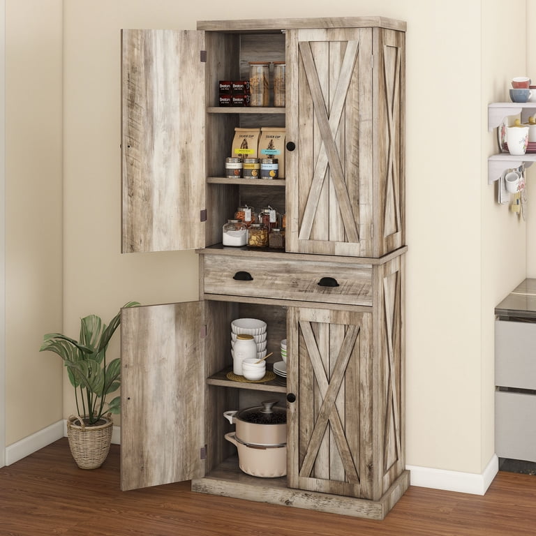 Rustic Wood Cabinets Kitchen Pantry Herald Glass Doors Tall Kitchen