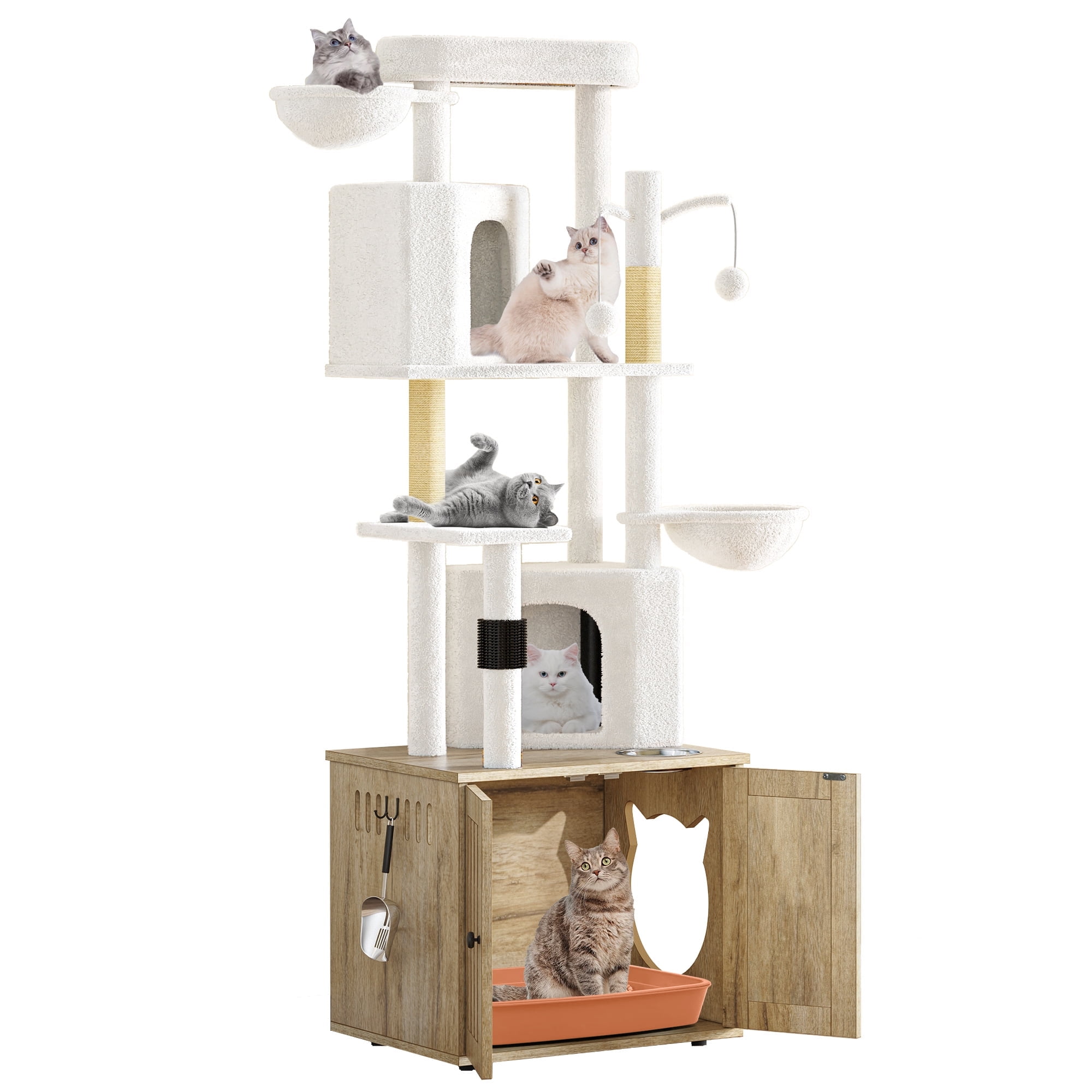DEXTRUS 72" Cat Tree with Hidden Litter Box Enclosure & Scratching ...