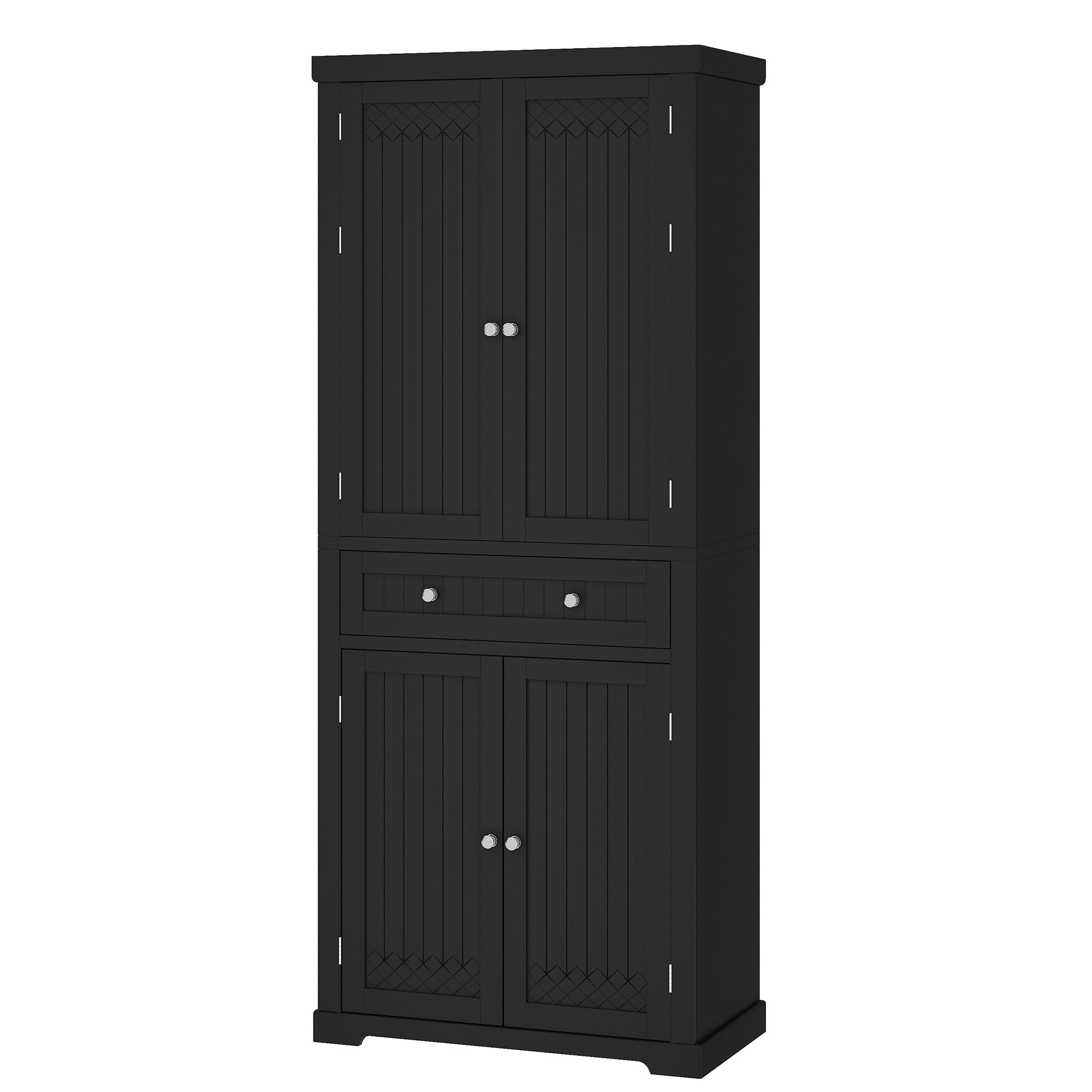 Dextrus 72'' Tall Kitchen Pantry Cabinet with Drawer, 4 Door Pantry ...
