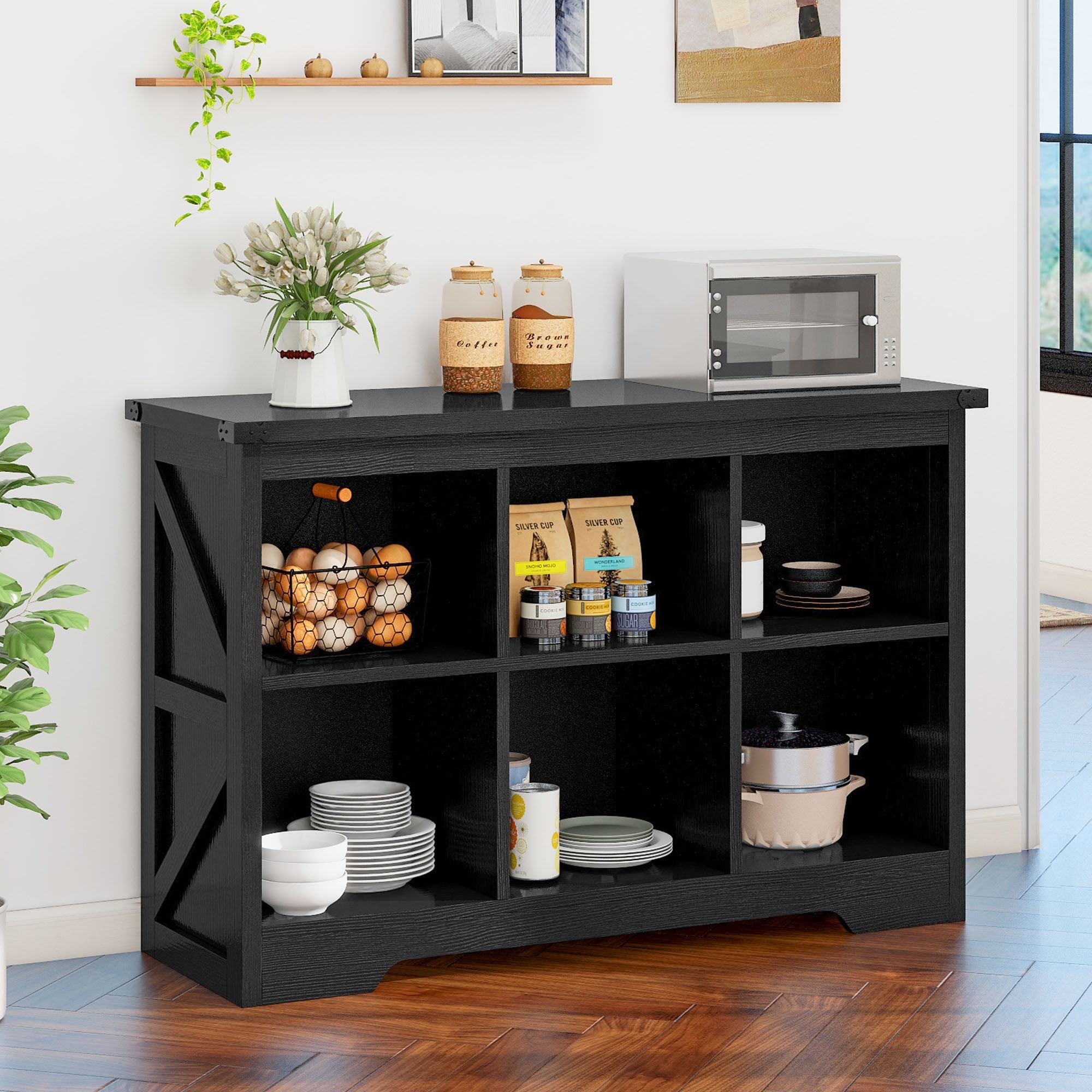 Dextrus 8 Cube Organizer Bookcase, Farmhouse Cubby Bookcase, Horizontal ...