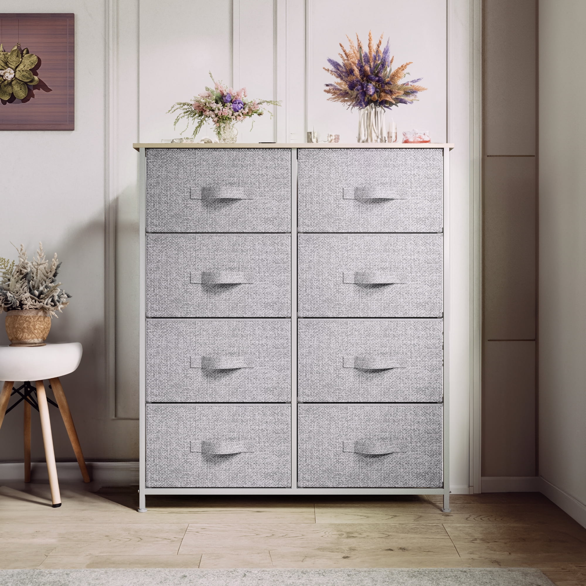 Dextrus 8 Drawers Dresser Chest of Drawers for Bedroom Fabric Storage ...