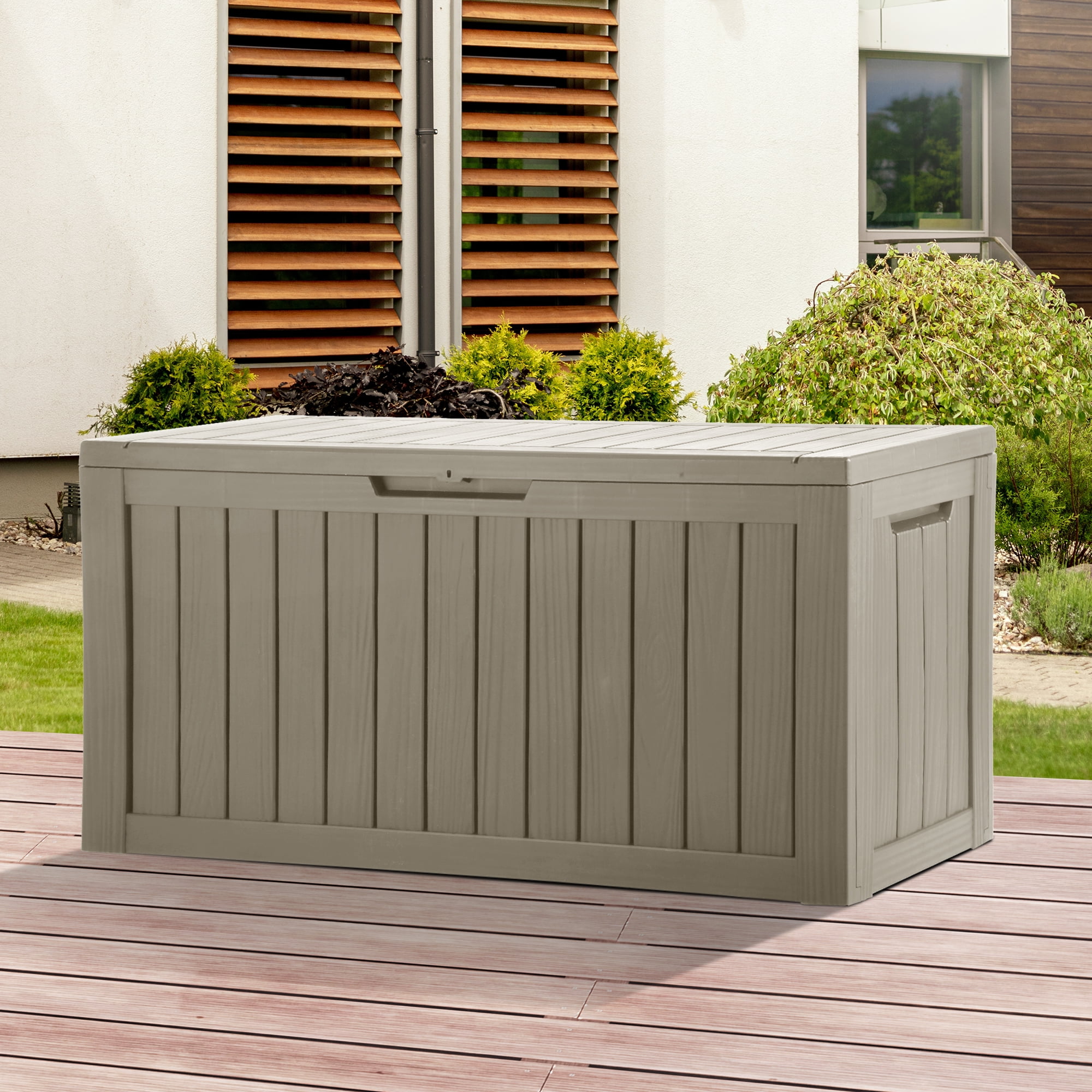 Dextrus 80 Gallon Outdoor Deck Box, Waterproof Resin Storage Box for ...