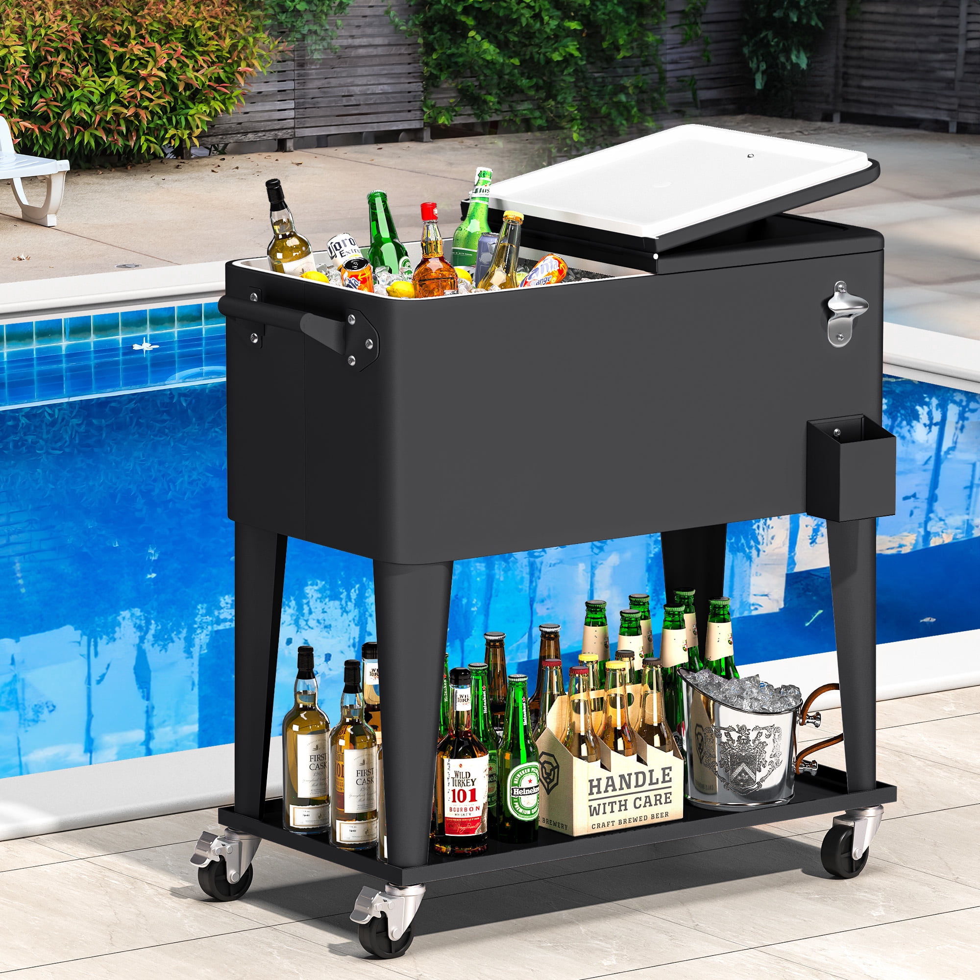 Dextrus 80 qt Metal Cooler Cart, Portable, Black - Walmart.com