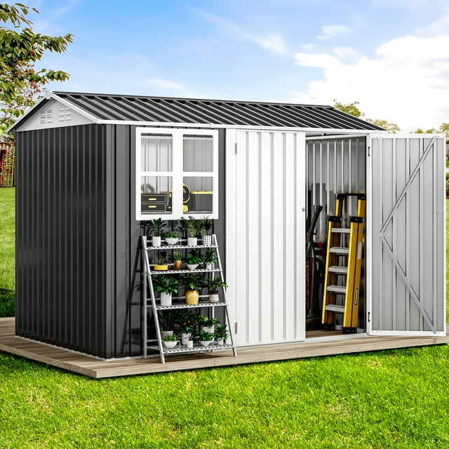 Dextrus 8x6ft Heavy-Duty Outdoor Storage Shed with Windows & Secure ...
