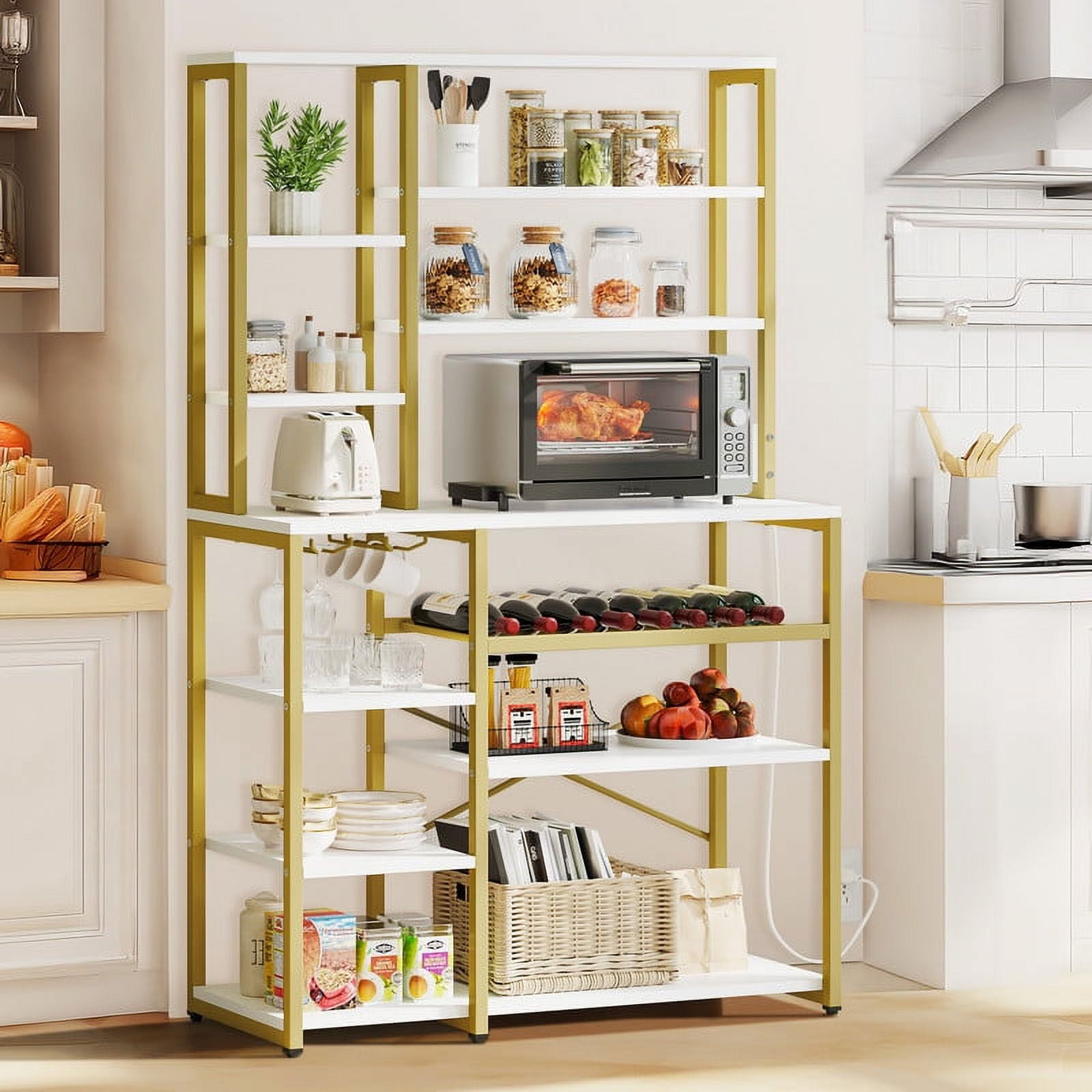 Dextrus 9-Tier Kitchen Bakers Rack with Power Outlets, Microwave Stand ...