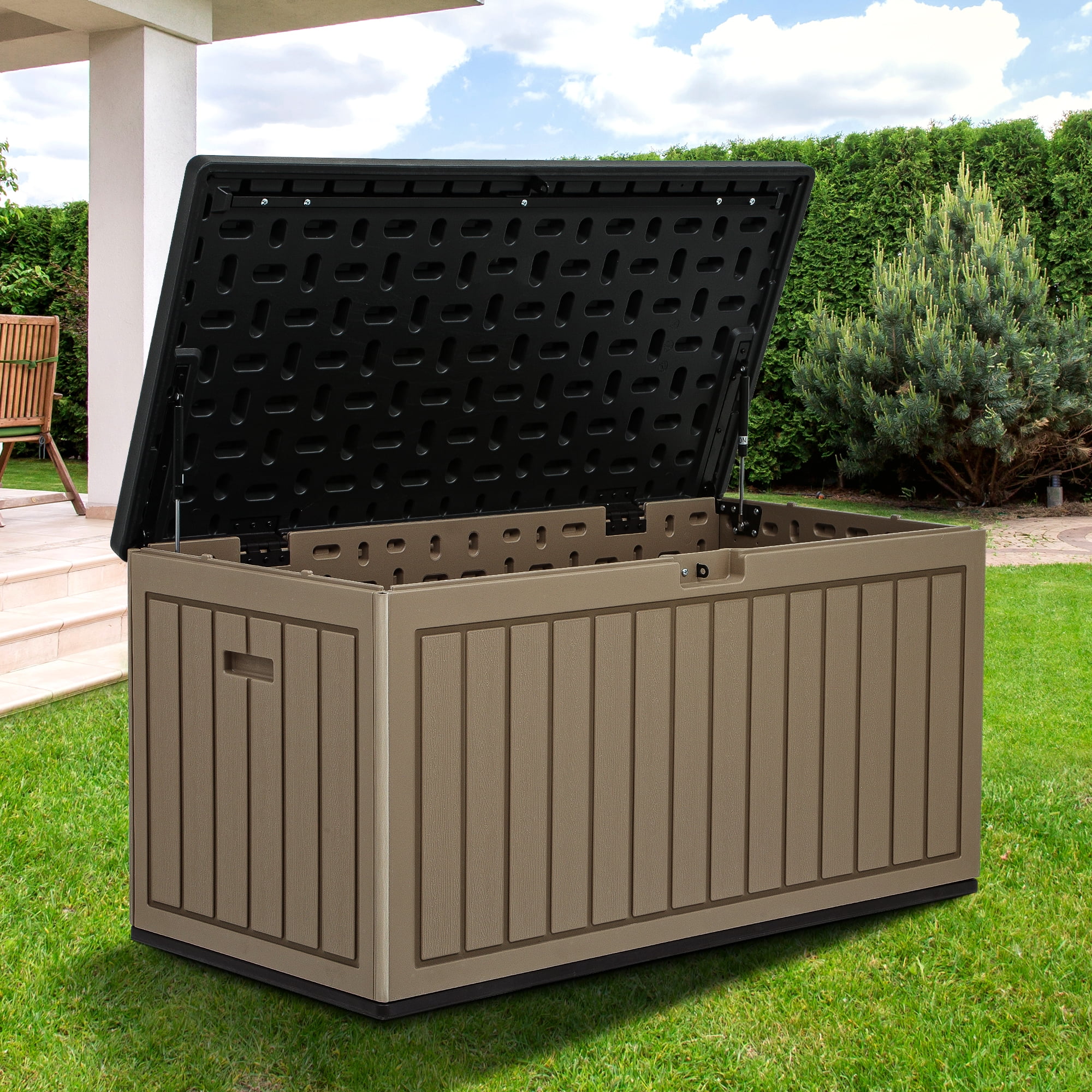 Dextrus 90 Gallon Deck Box, Waterproof Outdoor Storage, Patio Furniture ...