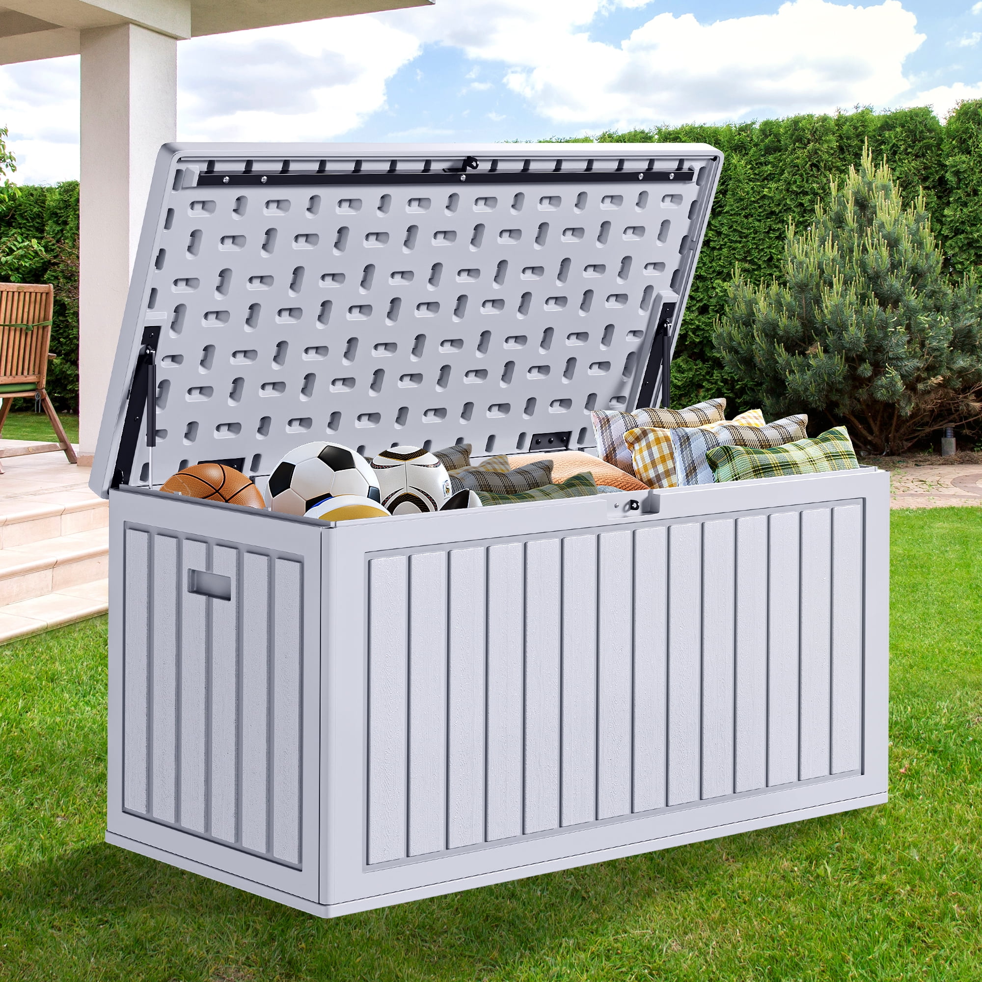 Dextrus 90-Gallon Deck Box, Lockable & Waterproof Storage for Patio ...