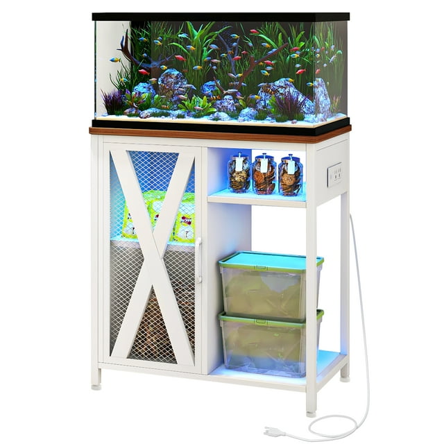 Free Shipping! Dextrus Aquarium Stand with Power Outlets & LED Light ...