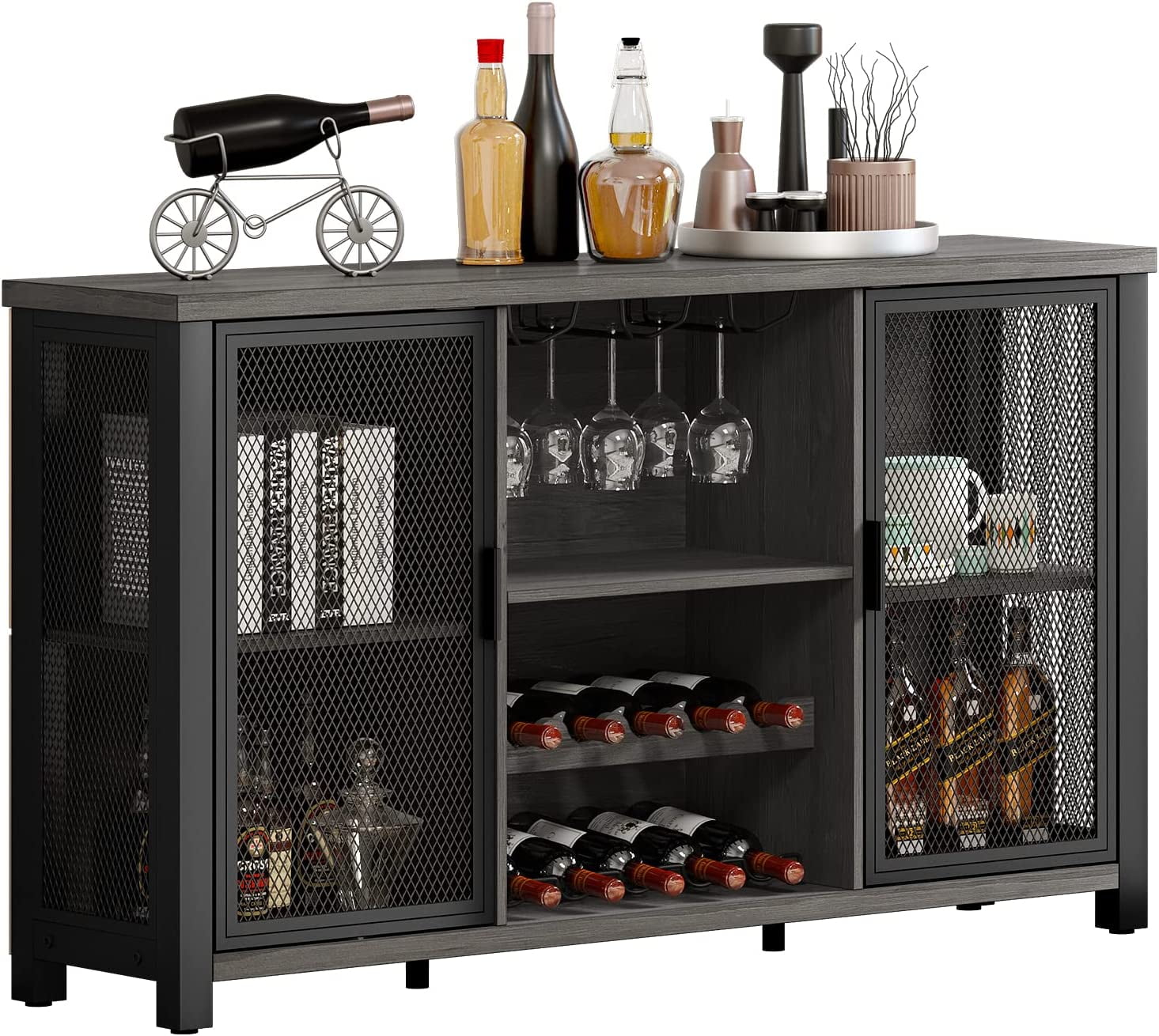 Dextrus Bar Cabinet for Liquor and Glasses, Coffee Bar Cabinet with ...