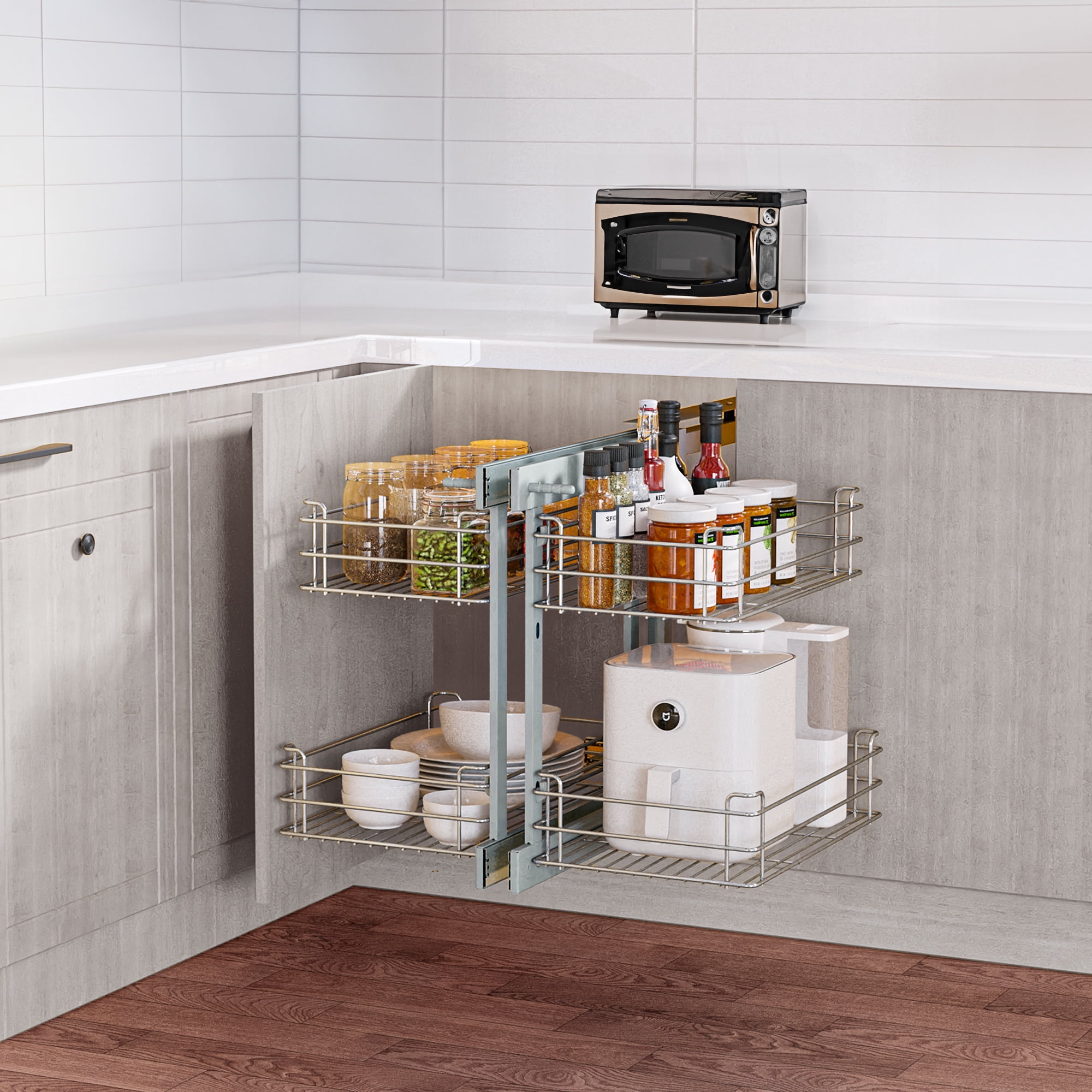 Dextrus Blind Corner Pull-Out Organizer with 4 Adjustable Baskets ...