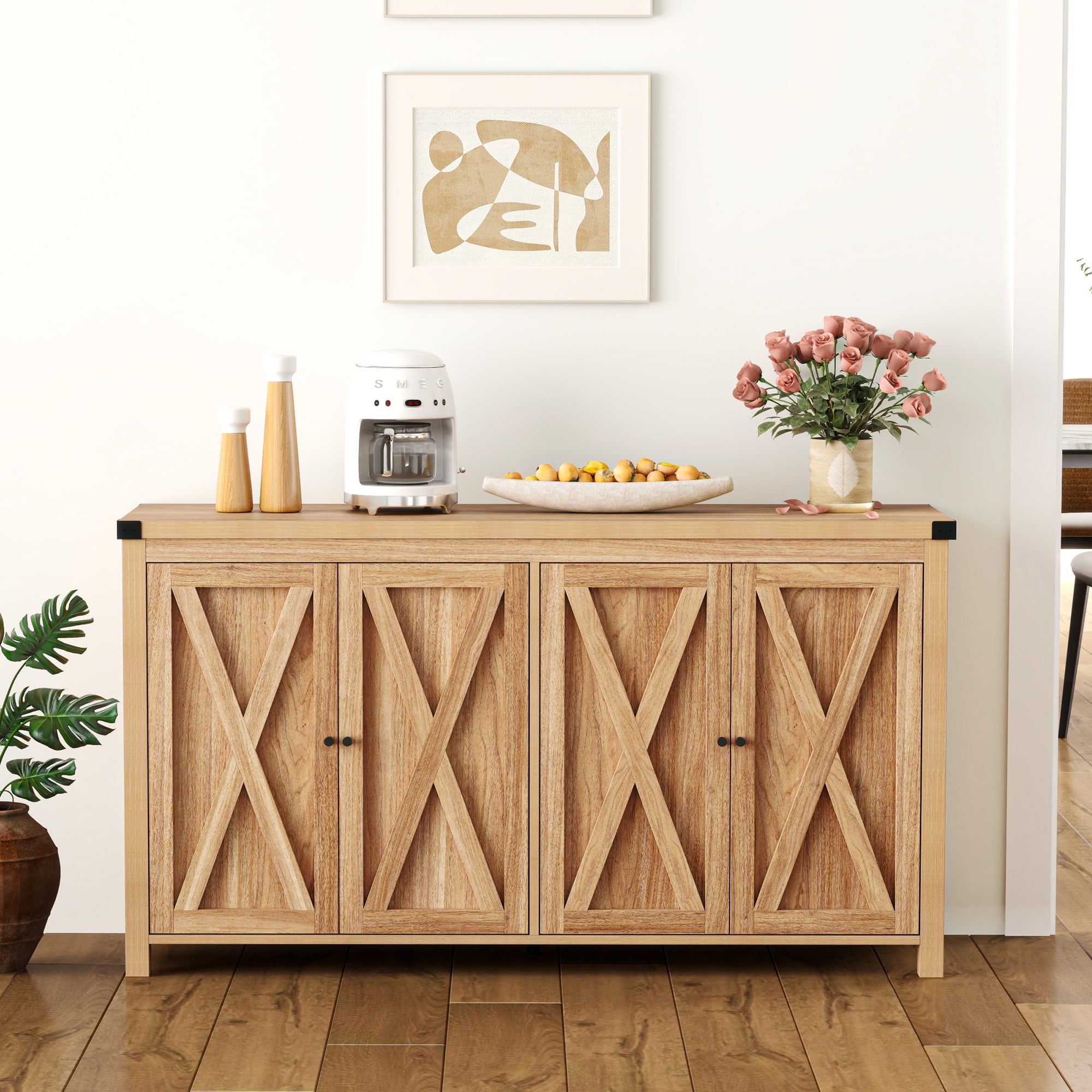 Dextrus Buffet Cabinet, Farmhouse Kitchen Storage Cabinet with Doors ...