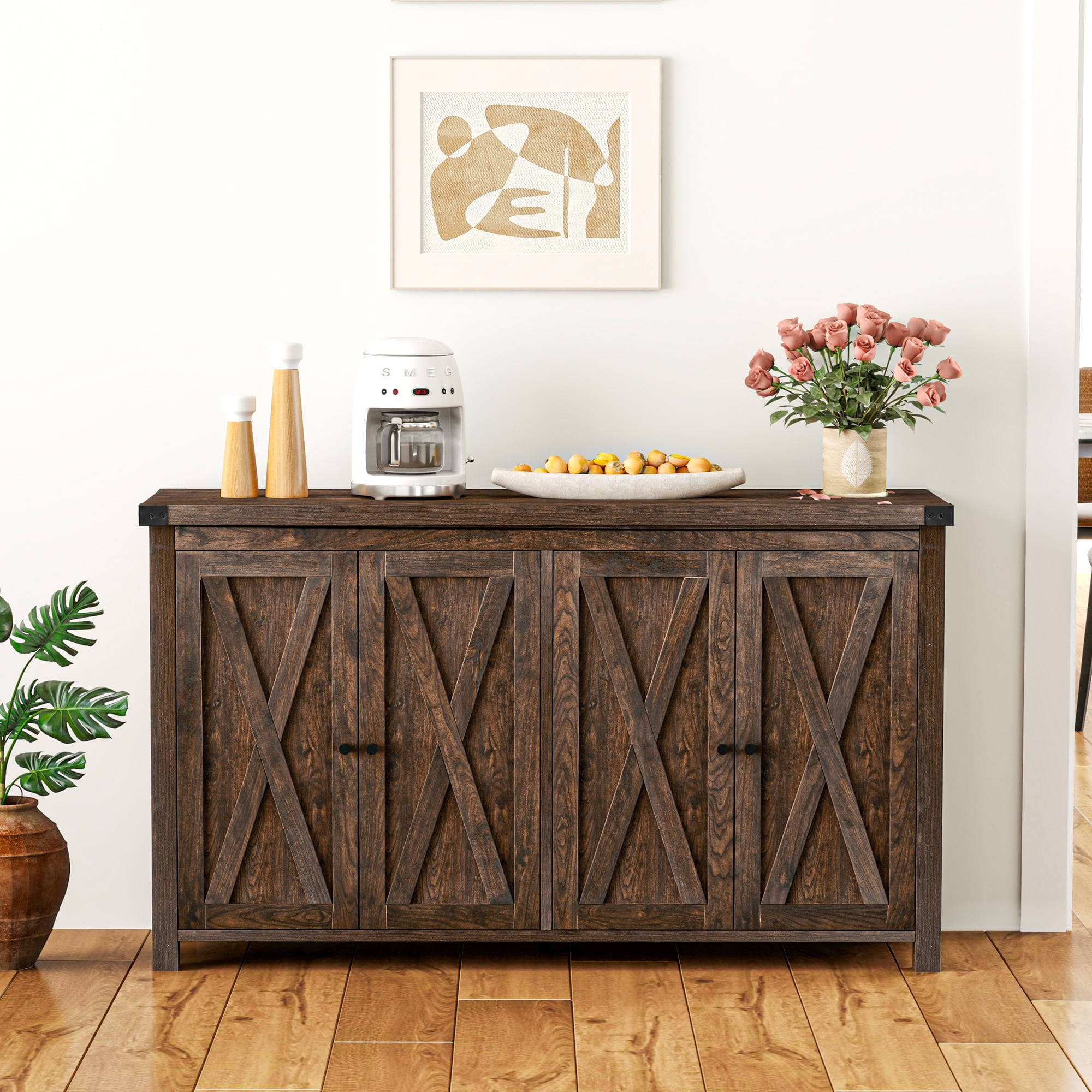 Dextrus Buffet Cabinet, Farmhouse Kitchen Storage Cabinet with Doors ...