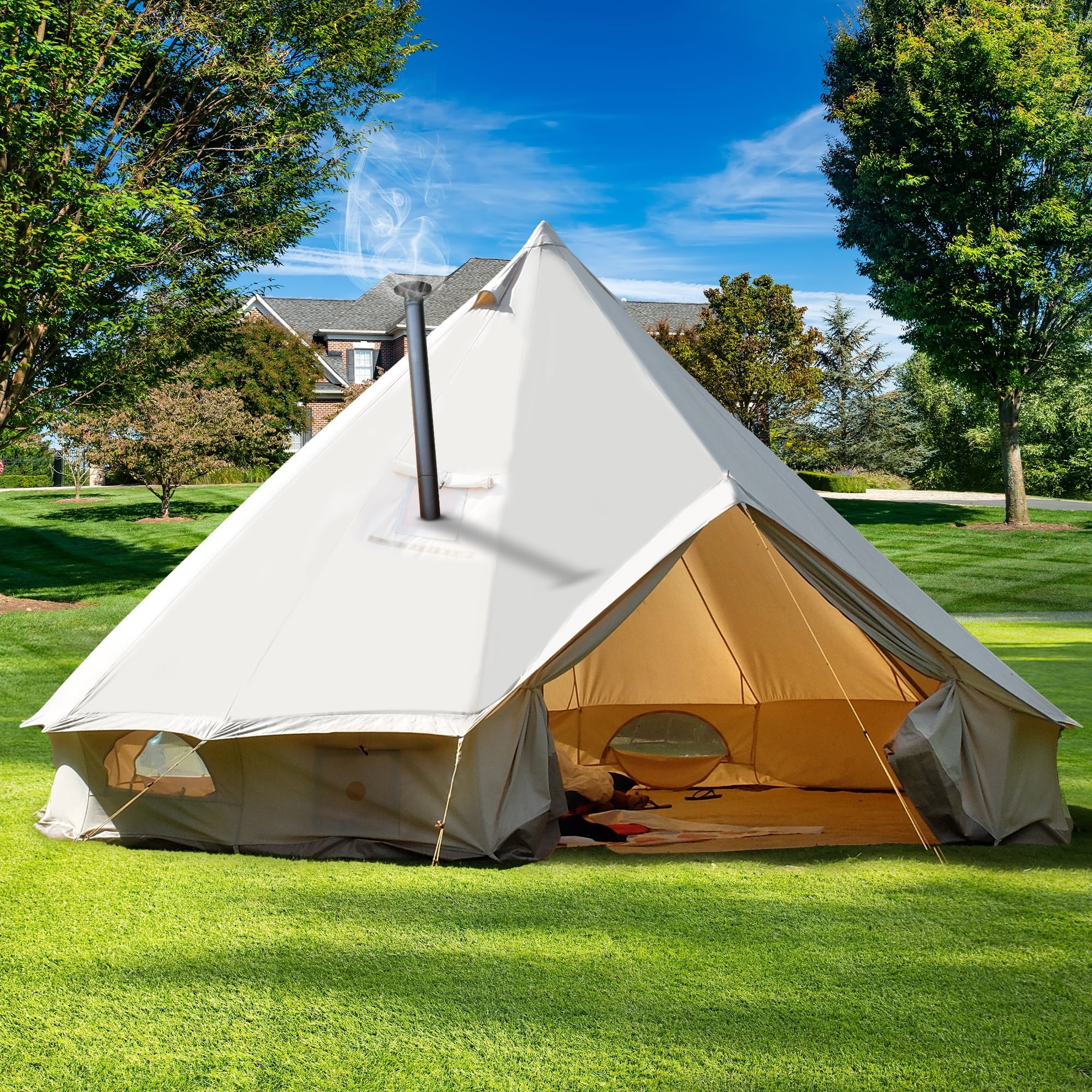 Dextrus 4-Season Waterproof Glamping Tent with Stove Jack & Windows ...