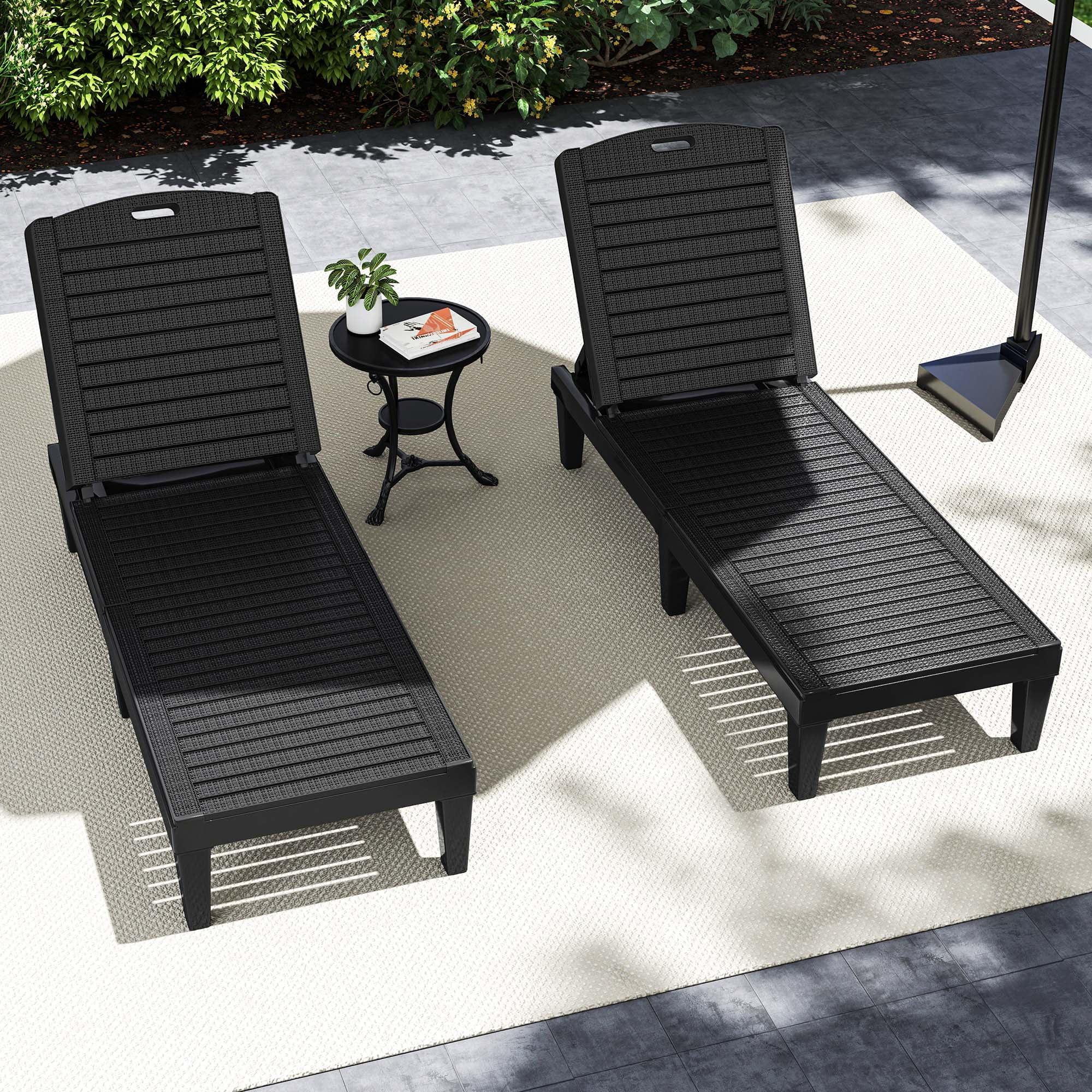Dextrus Chaise Outdoor Lounge Chairs Set of 2, 5-Position Adjustable ...