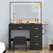 Dextrus L-Shaped Vanity Set with LED Light, 5 Drawers, Storage Shelves ...