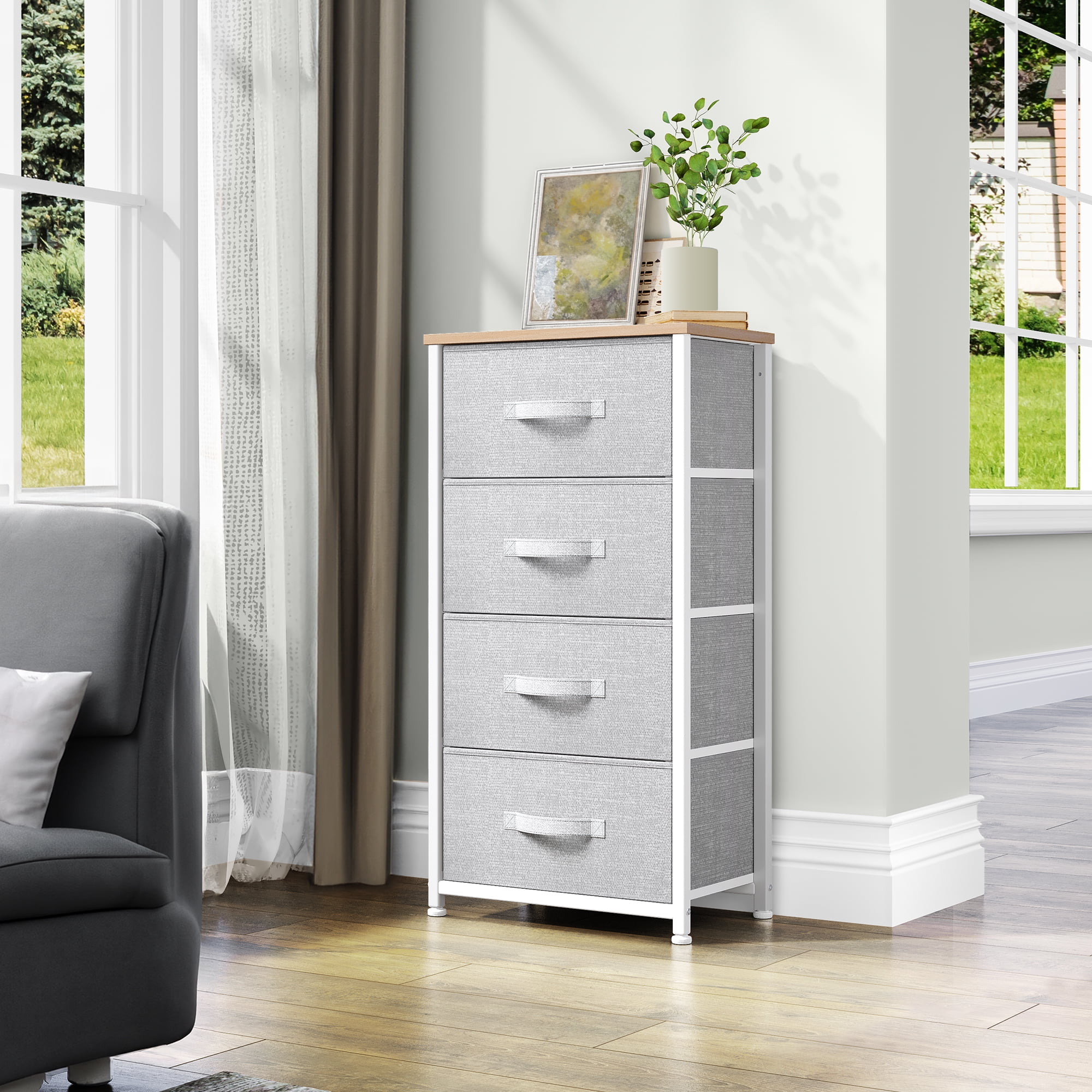 DEXTRUS 4-Drawer Fabric Dresser, Lightweight Chest for Adults & Kids ...