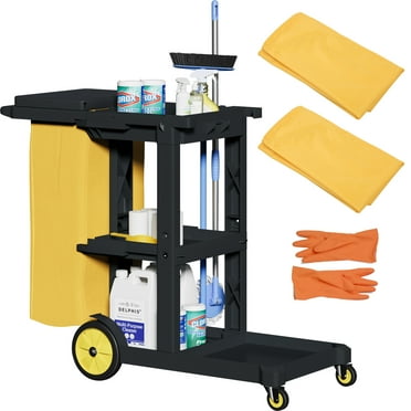 Dryser Commercial Janitorial Cleaning Cart on Wheels - Black ...