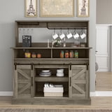 DEXTRUS Coffee Bar Cabinet Modern Sideboard Rustic Grey Oak with Power ...
