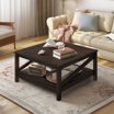 Costway 2-Tier Wood Coffee Table w/ Spacious Storage Shelf - Living ...