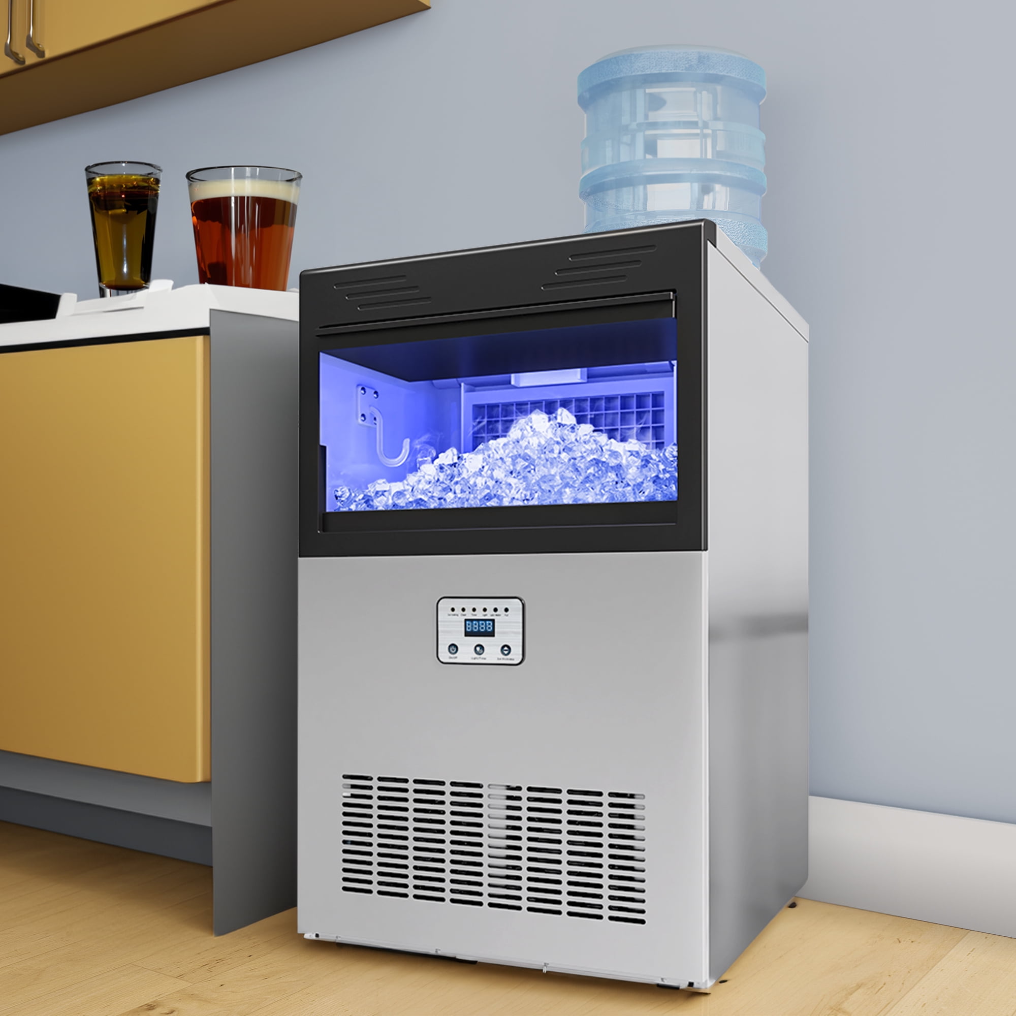 Dextrus Commercial Ice Maker Machine 130LBS/24H with 33LBS Storage Bin ...